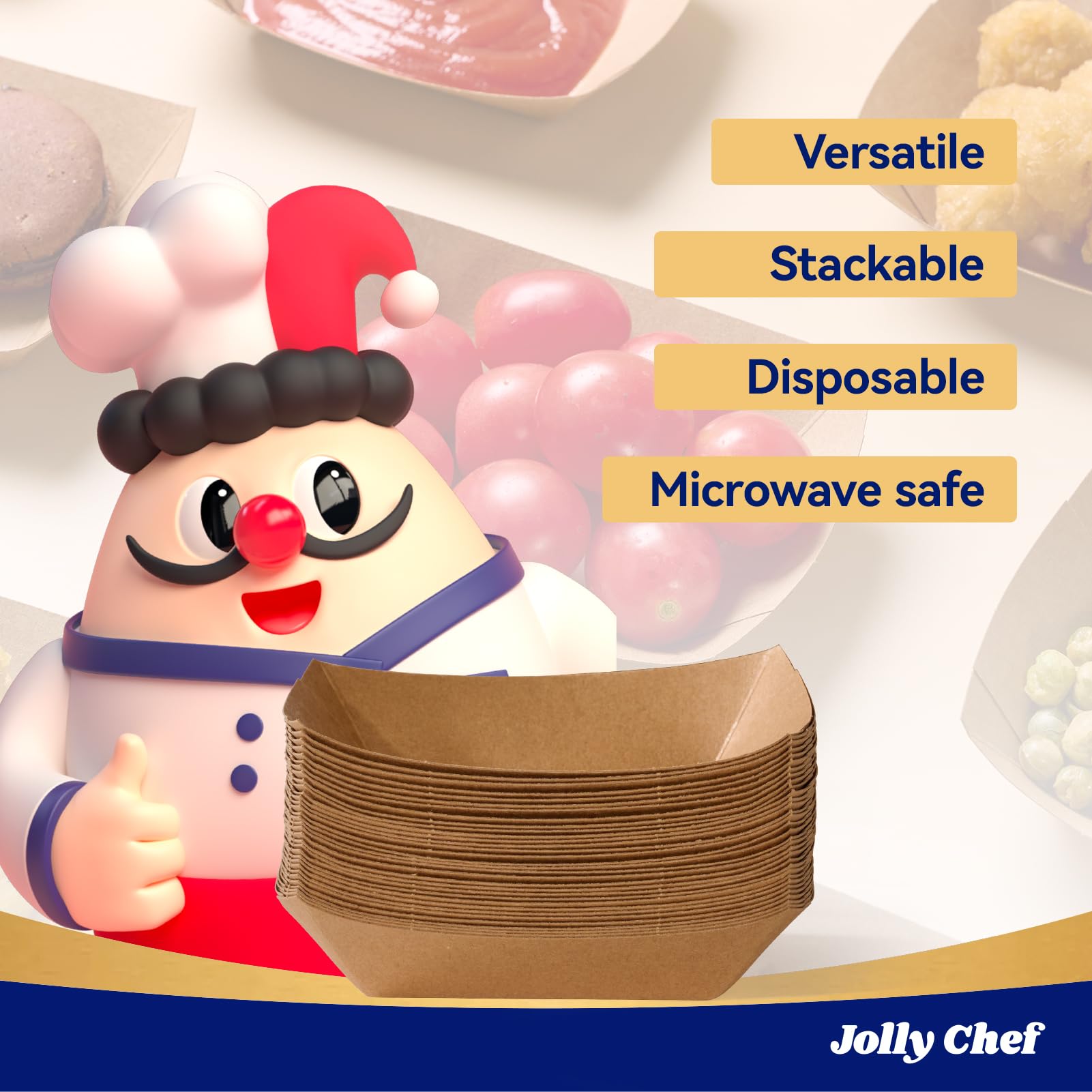 Snapklik.com : JOLLY CHEF 250 Pack 1/4 Lb Paper Food Trays