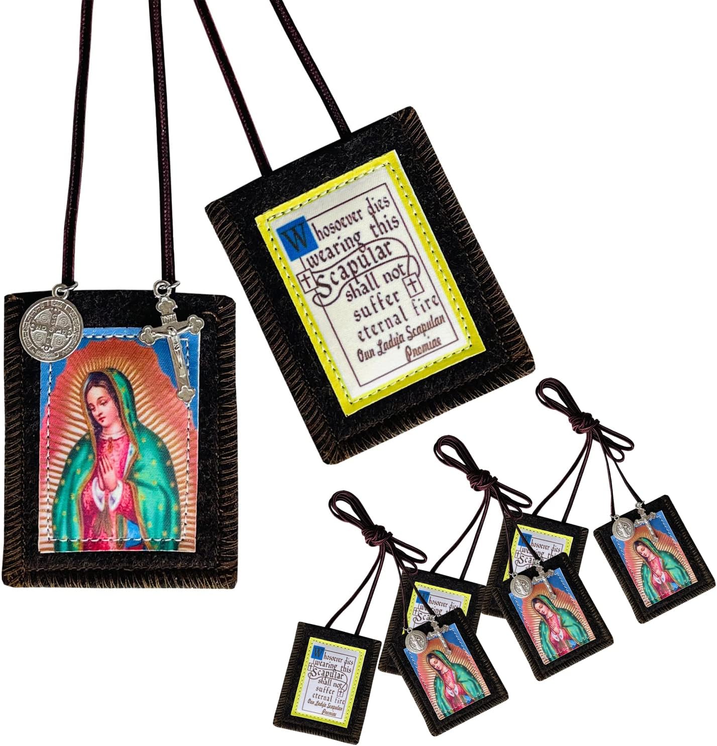 Amazon.com: Scapulars Catholic,3 Pack Bulk Brown Scapular Of Virgen De ...