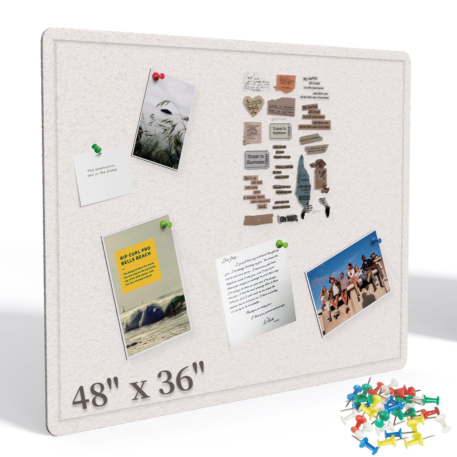 Ganggend Large Bulletin Board - 48 x 36 Inches, Decorative Felt Pin ...
