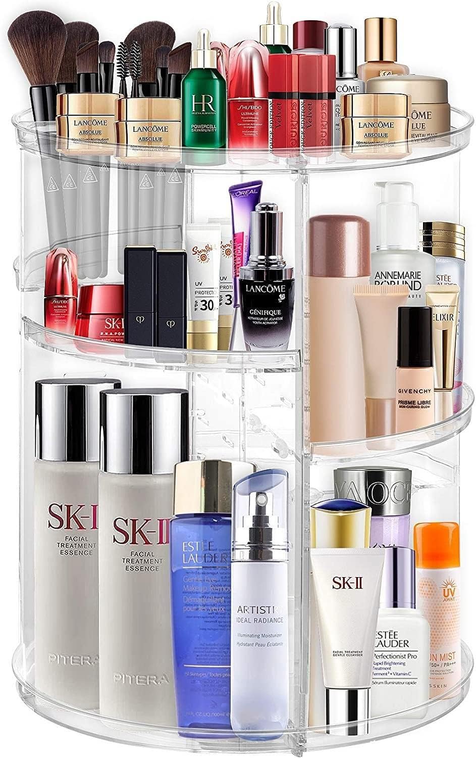 BSTMOME 360 Rotating Makeup Organizer, DIY Adjustable Bathroom Makeup ...