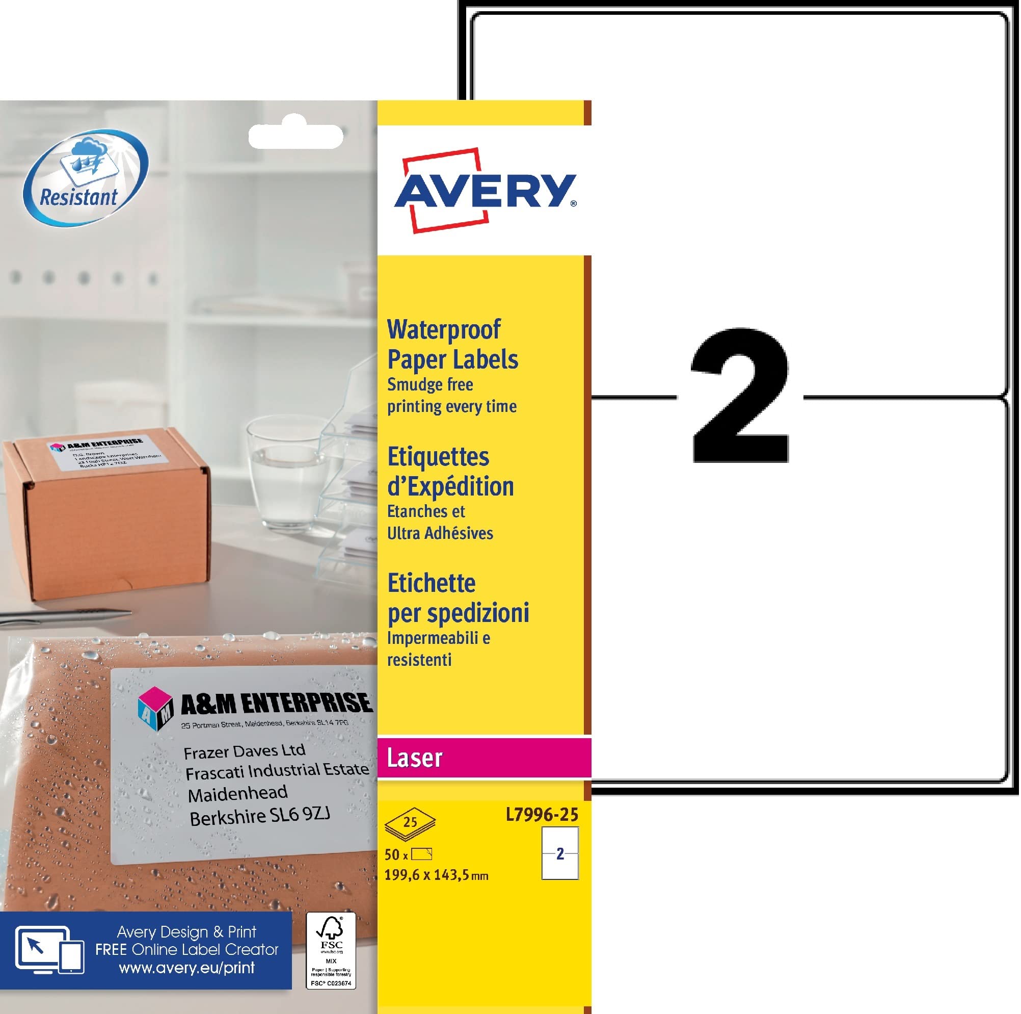 Avery Printable, Customisable Weatherproof/Waterproof, Parcel Mailing ...