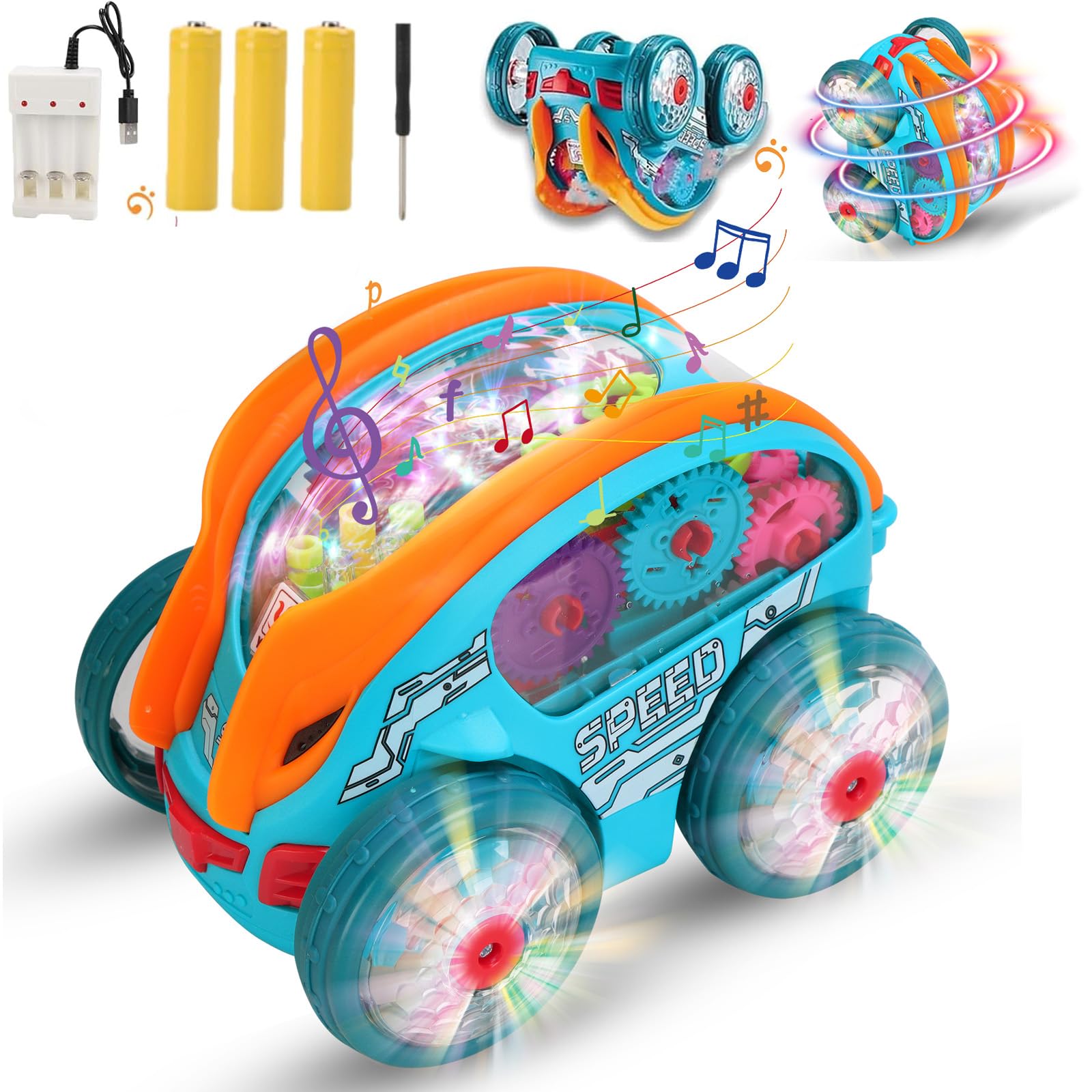 Amazon.com: BIXMK Speedlite Dynamic Gear-Powered Car with Led Lights ...