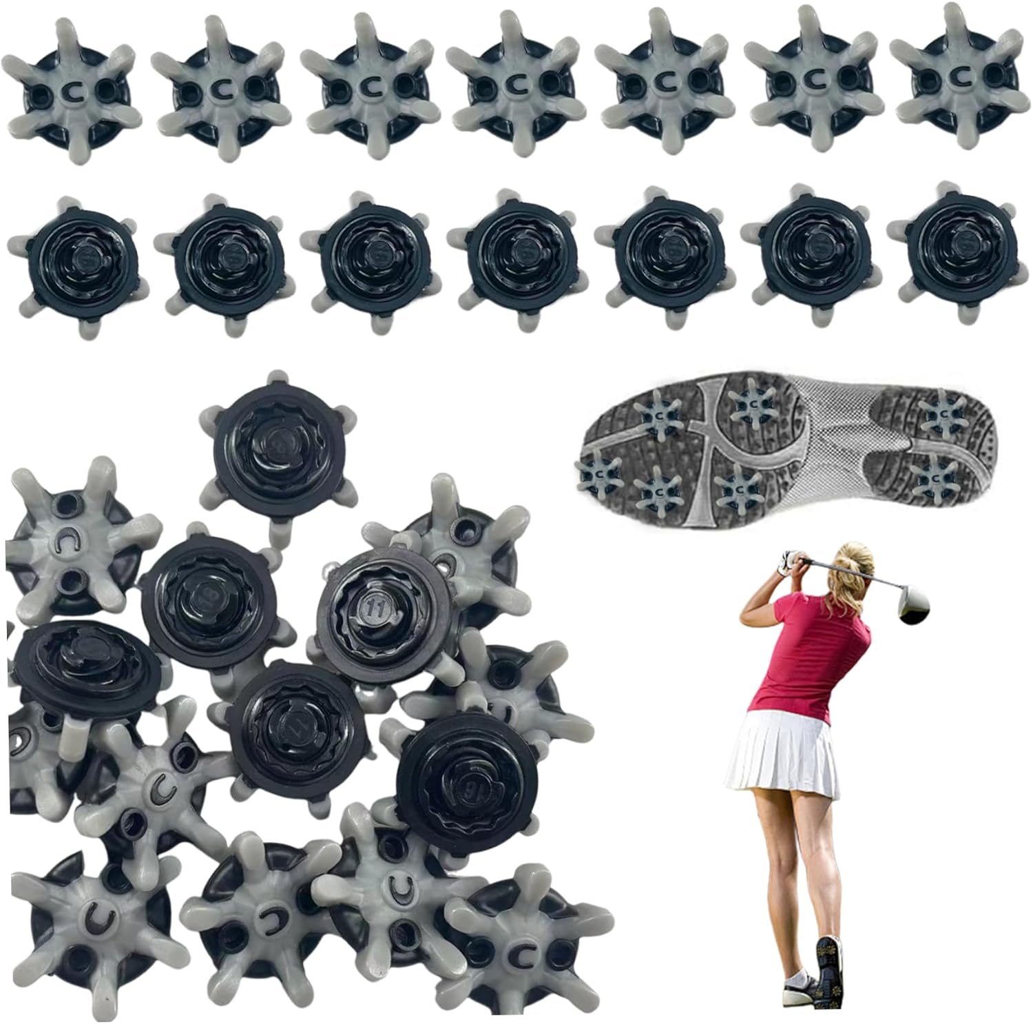 Amazon.com : Pineeseatile Golf Shoe Spikes 30Pcs 0.87in Golf Spikes ...