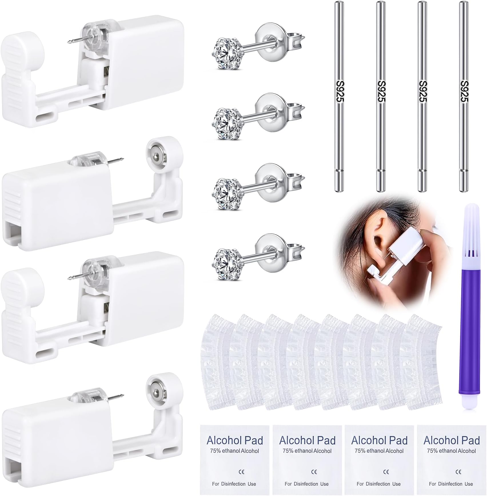 Amazon.com: DJCIW 21PCS Ear Piercing Kit,Disposable Ear Piercing Gun ...