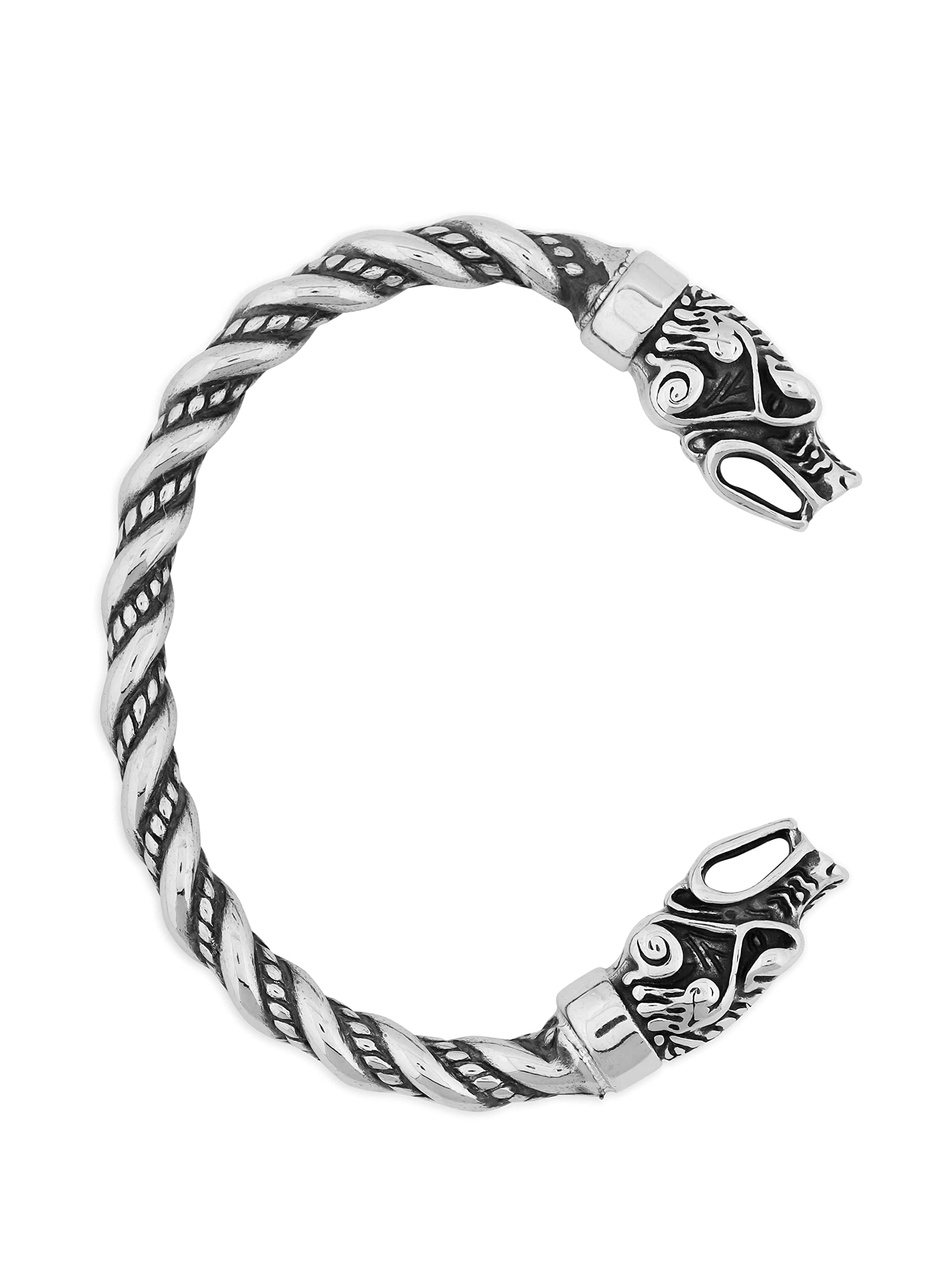 Snapklik.com : HAQUIL Silver Plated Stainless Steel Viking Arm Ring ...