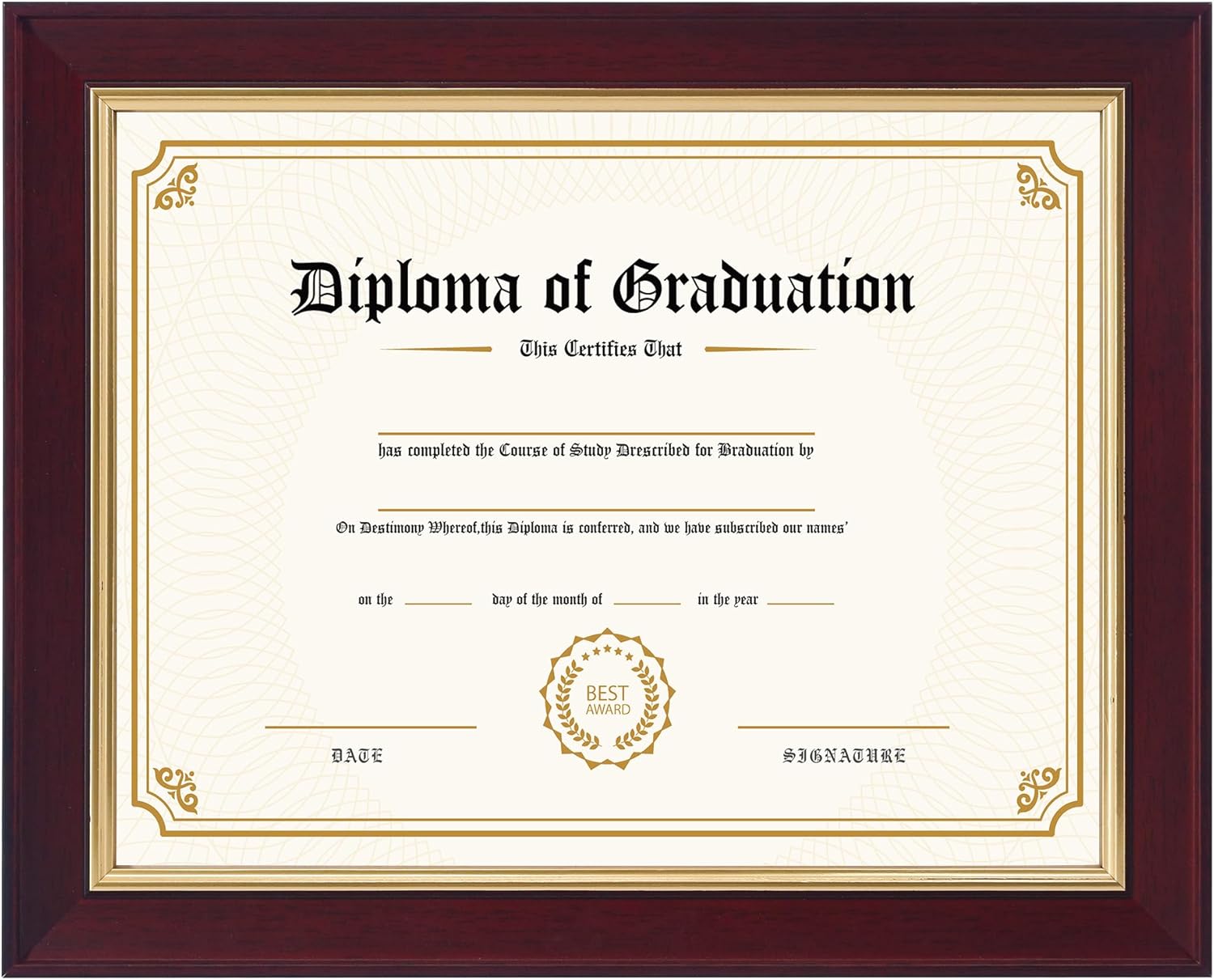 Amazon.com - FramePro 8.5x11 Diploma Frame Real Wood with Gold Trim ...