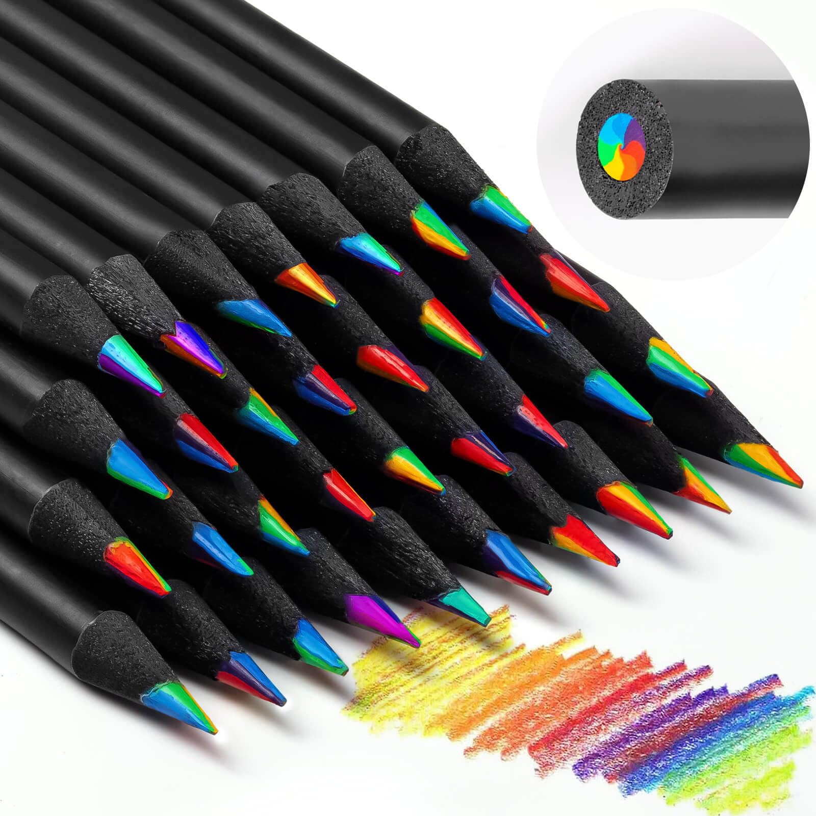 Amazon.com: YGAOHF 18 Pack Rainbow Colored Pencils, 7 Color in 1 ...