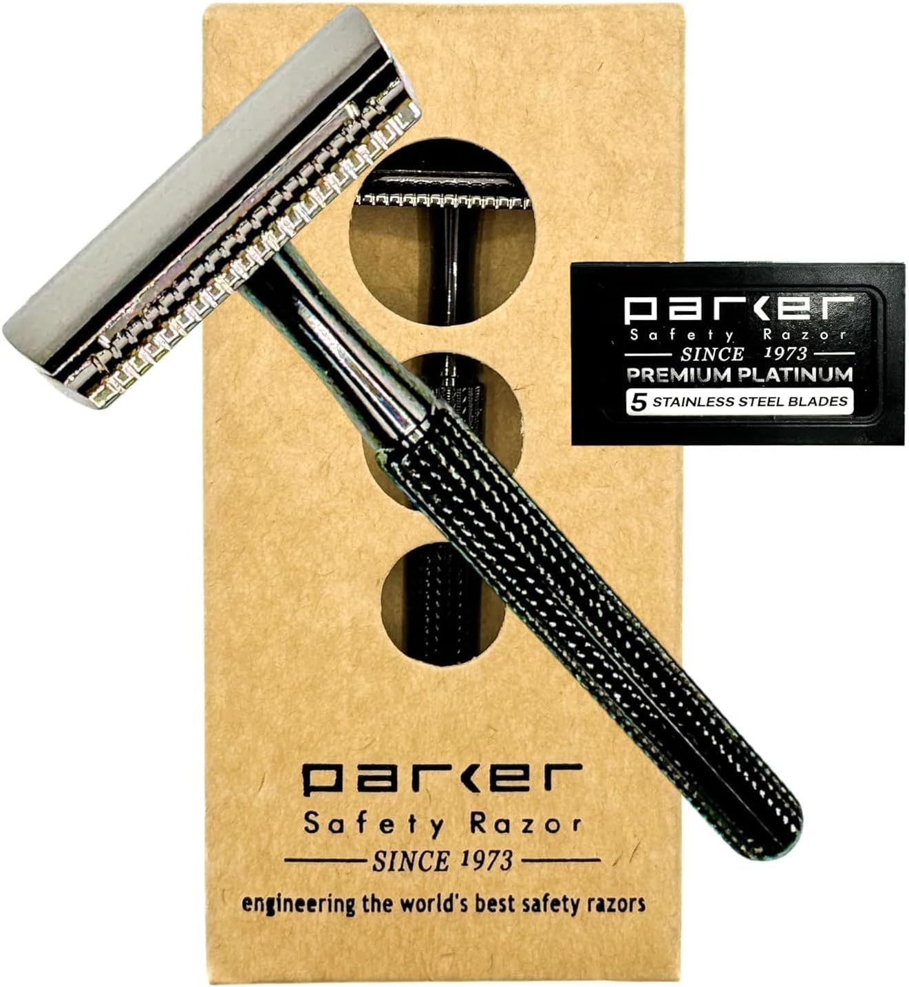 Parker Safety Razor, Model 78R 3-Piece Closed Comb Safety Razor with 5 ...