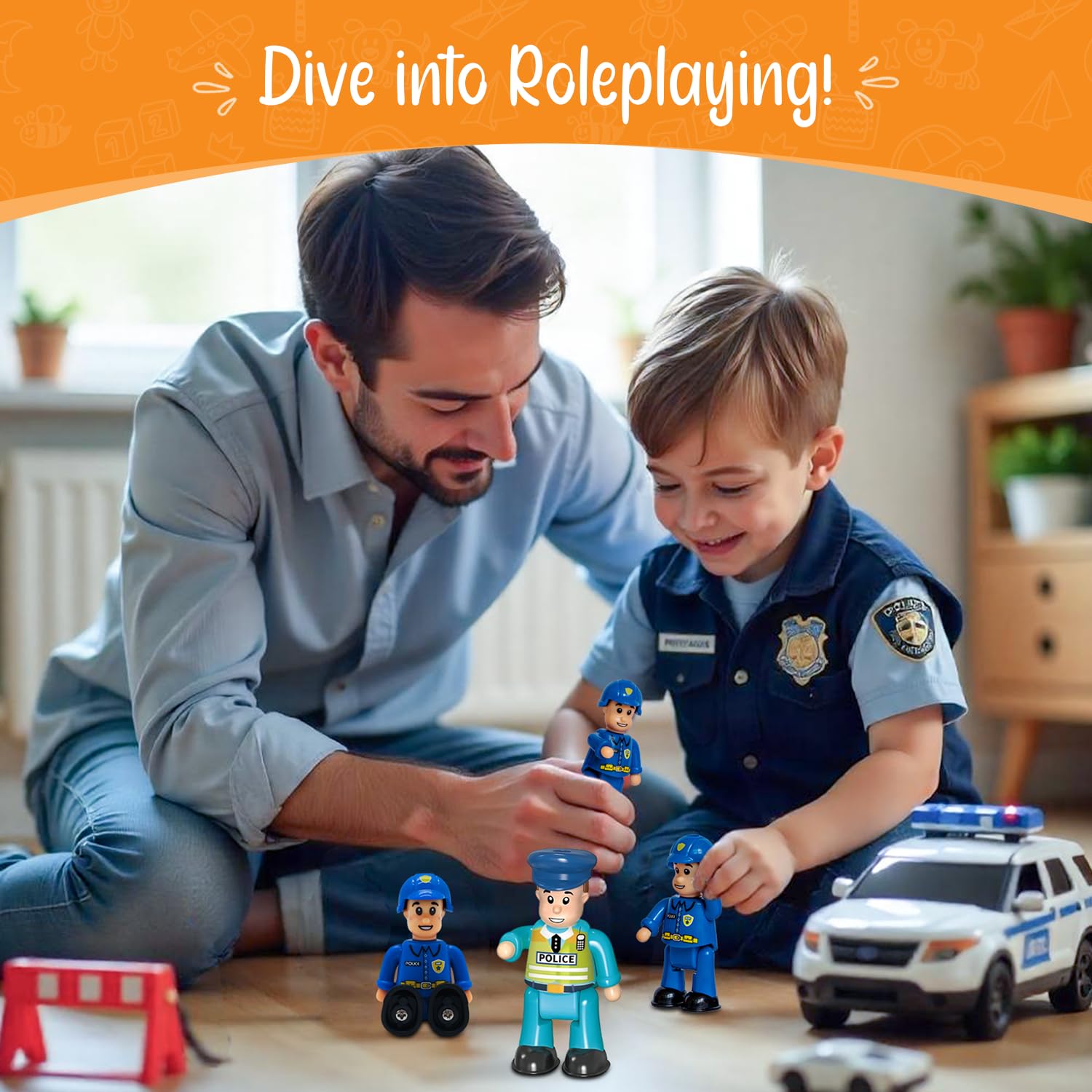 Snapklik.com : FUNERICA Police Figurines Set 4-Pack Police Officer Toys ...