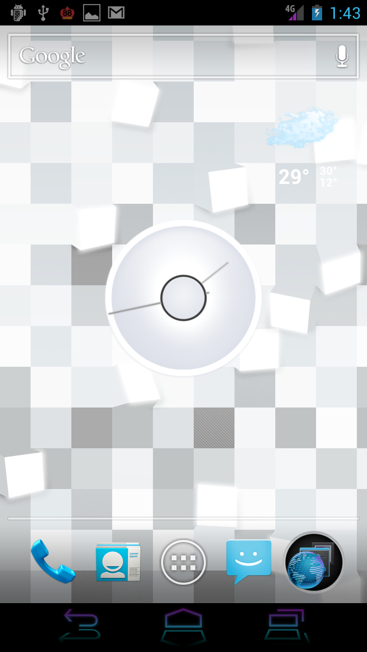 Galaxy Nexus WHITE Analog Clock Widget ICS Ice Cream Sandwich Android 4 ...