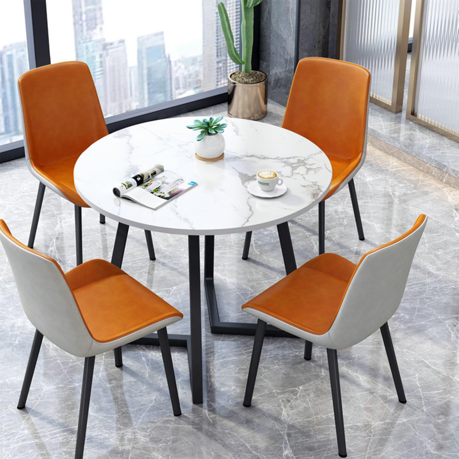 Amazon.com: Conference Table with Chairs Set, Round Conference Table ...