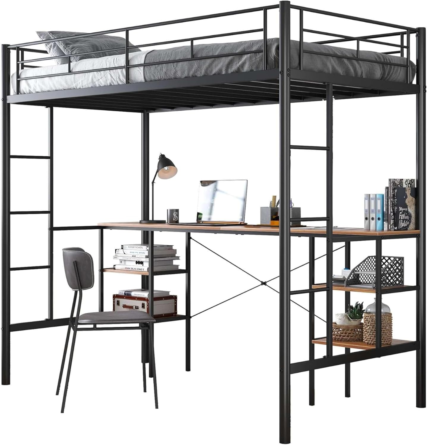 FABATO Litera Base Cama Matrimonial con Escritorio - Base de Cama ...