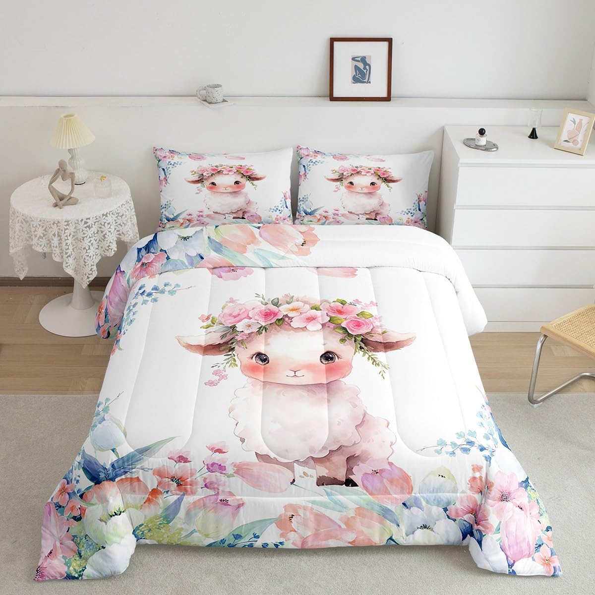 Amazon.com: Feelyou Cute Sheep Comforter Set Twin Size Kids Cartoon ...