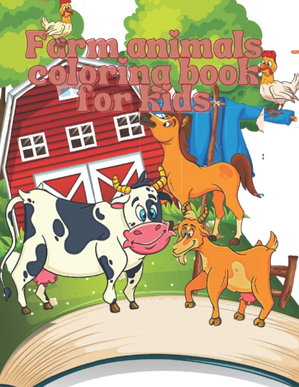 Farm animals coloring book for kids: Cute and happy farm animals ...