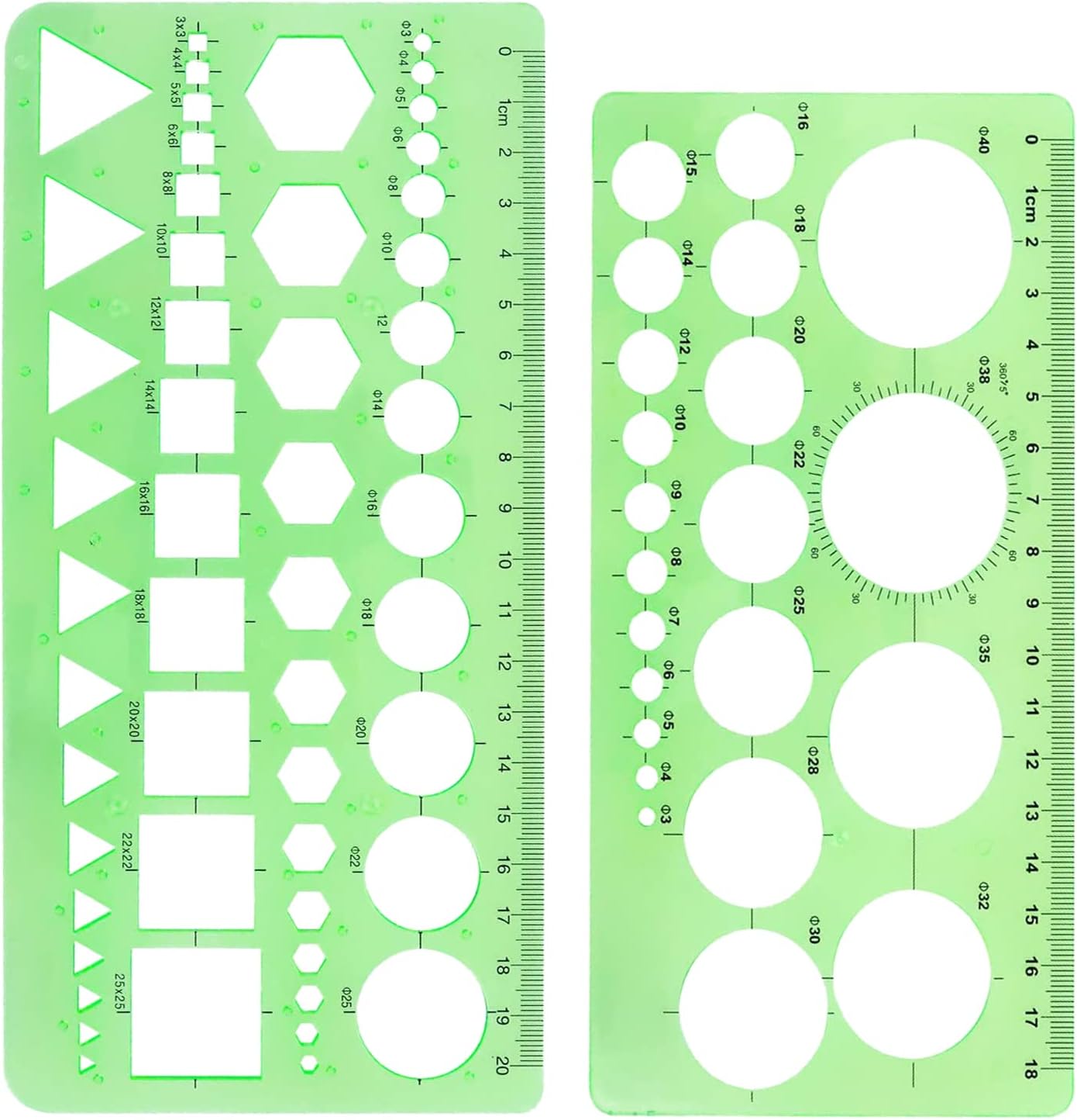 Set of 2 Plastic Circle Radius Arc Master Stencil Circle Geometric ...