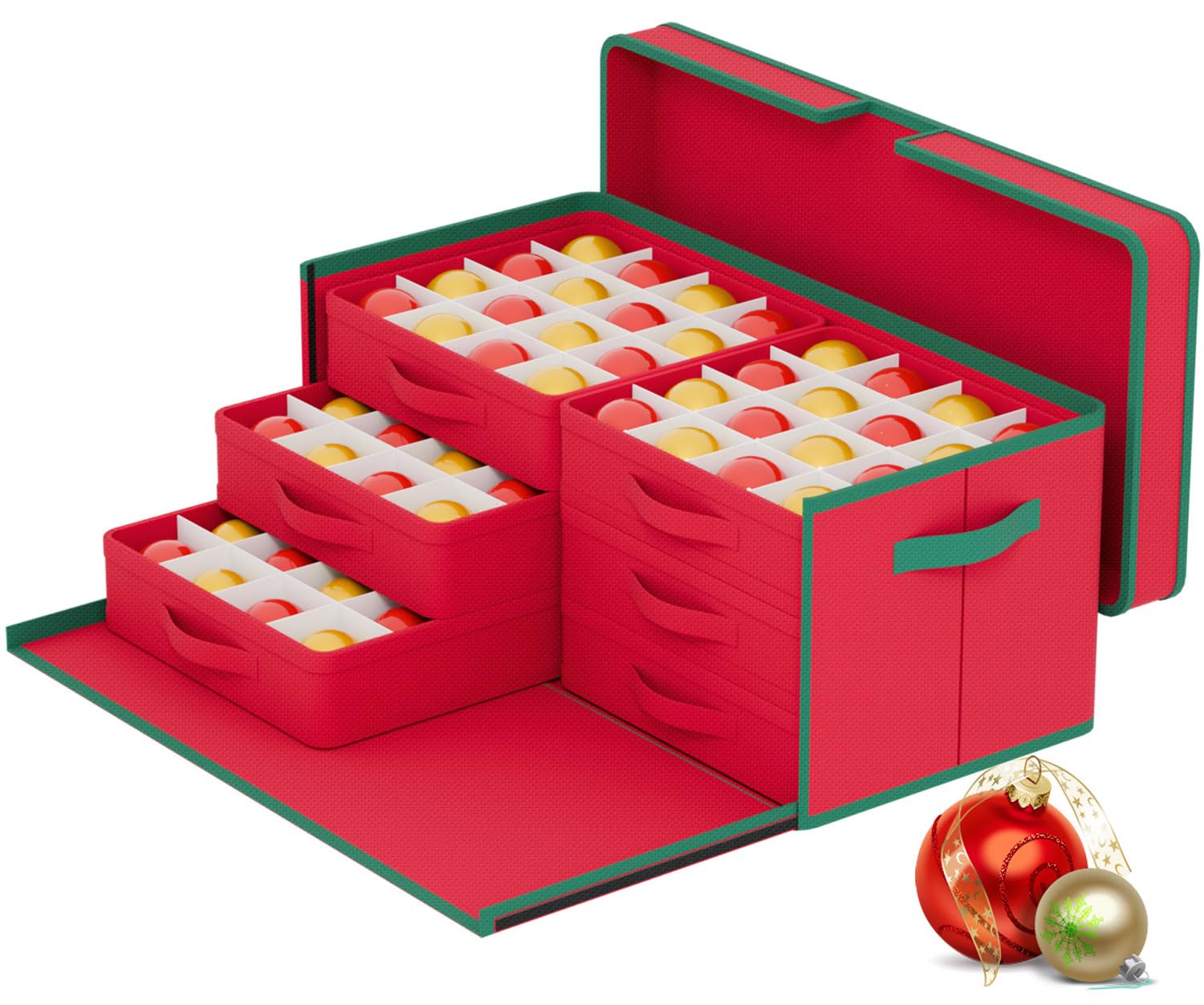 Amazon.com: FCSJOST Christmas Ornament Storage Box Adjustable Dividers ...