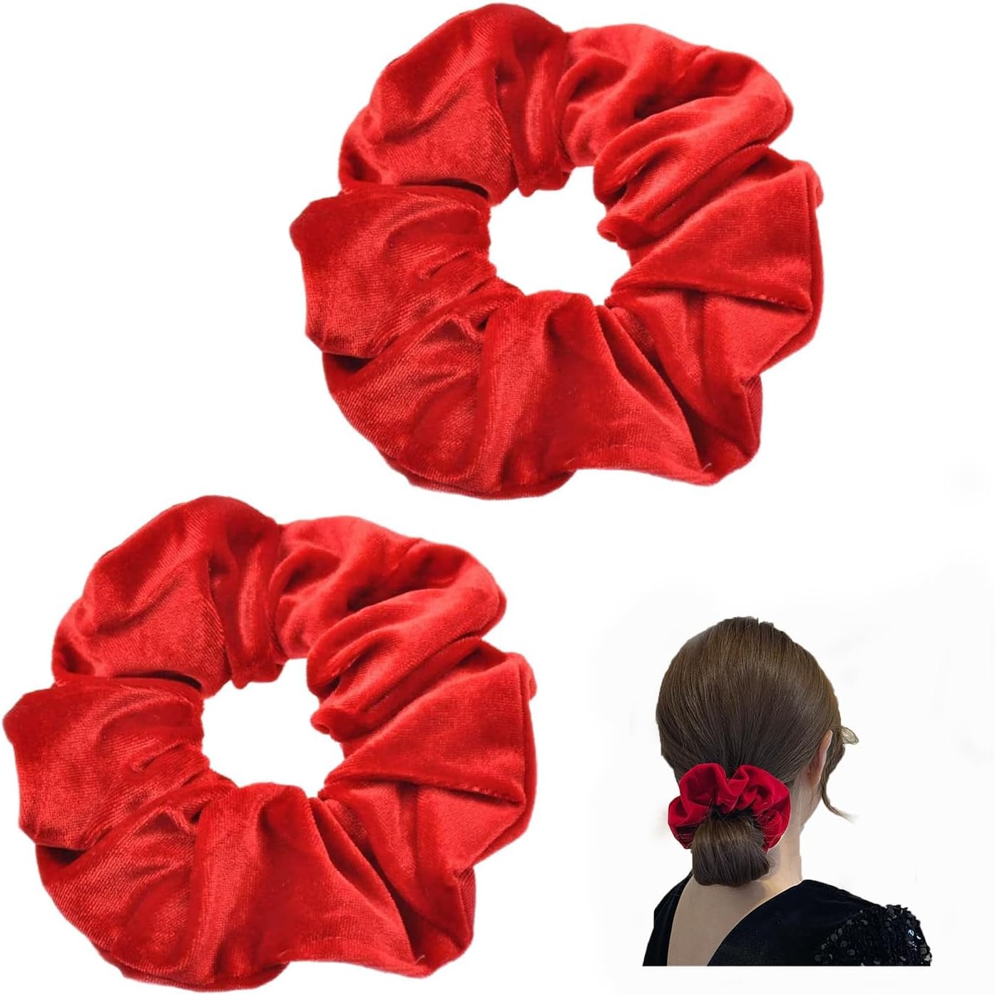 2 Pcs Velvet Scrunchies,Scrunchie for Women Soft Jersey Fabric Hair ...