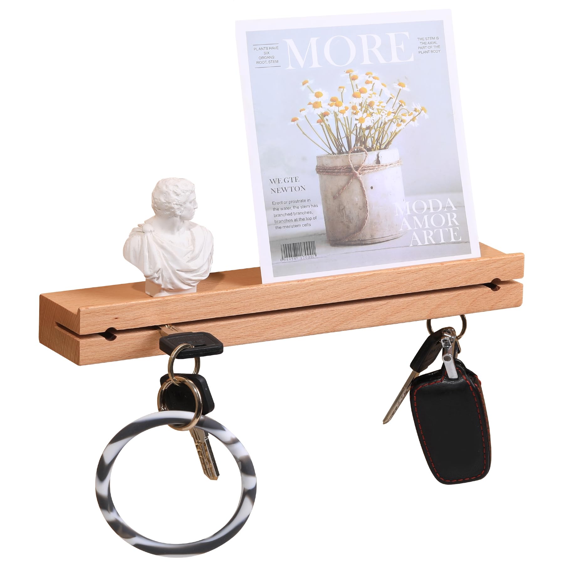 Amazon.com: Gartely Wooden Wall Key Holder with Shelf Wood Key Rack ...