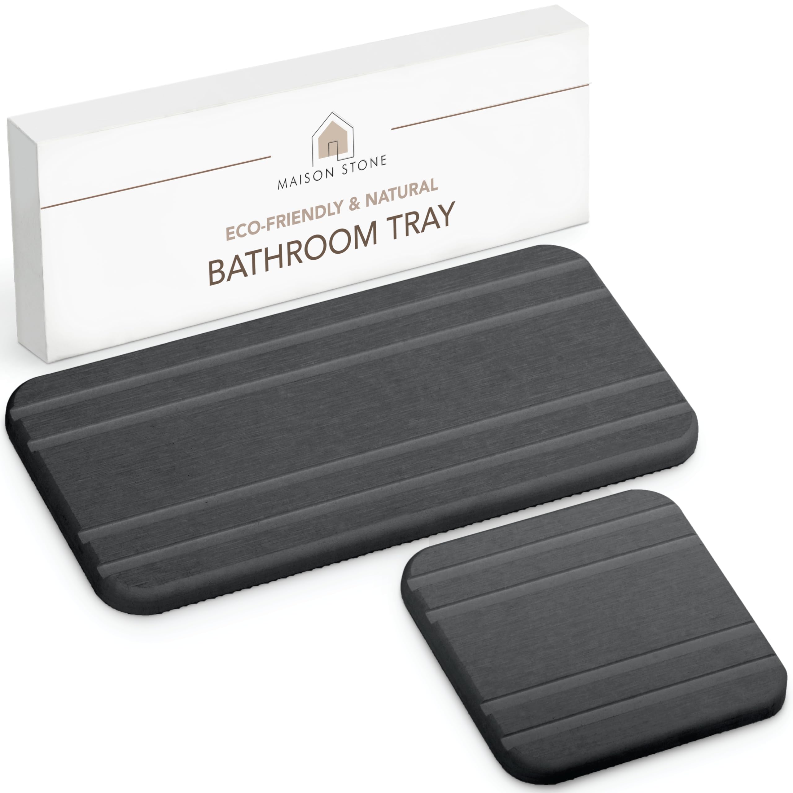 Amazon.com: Maison Stone Bathroom Tray w/Bonus Vanity Tray. Absorbent ...