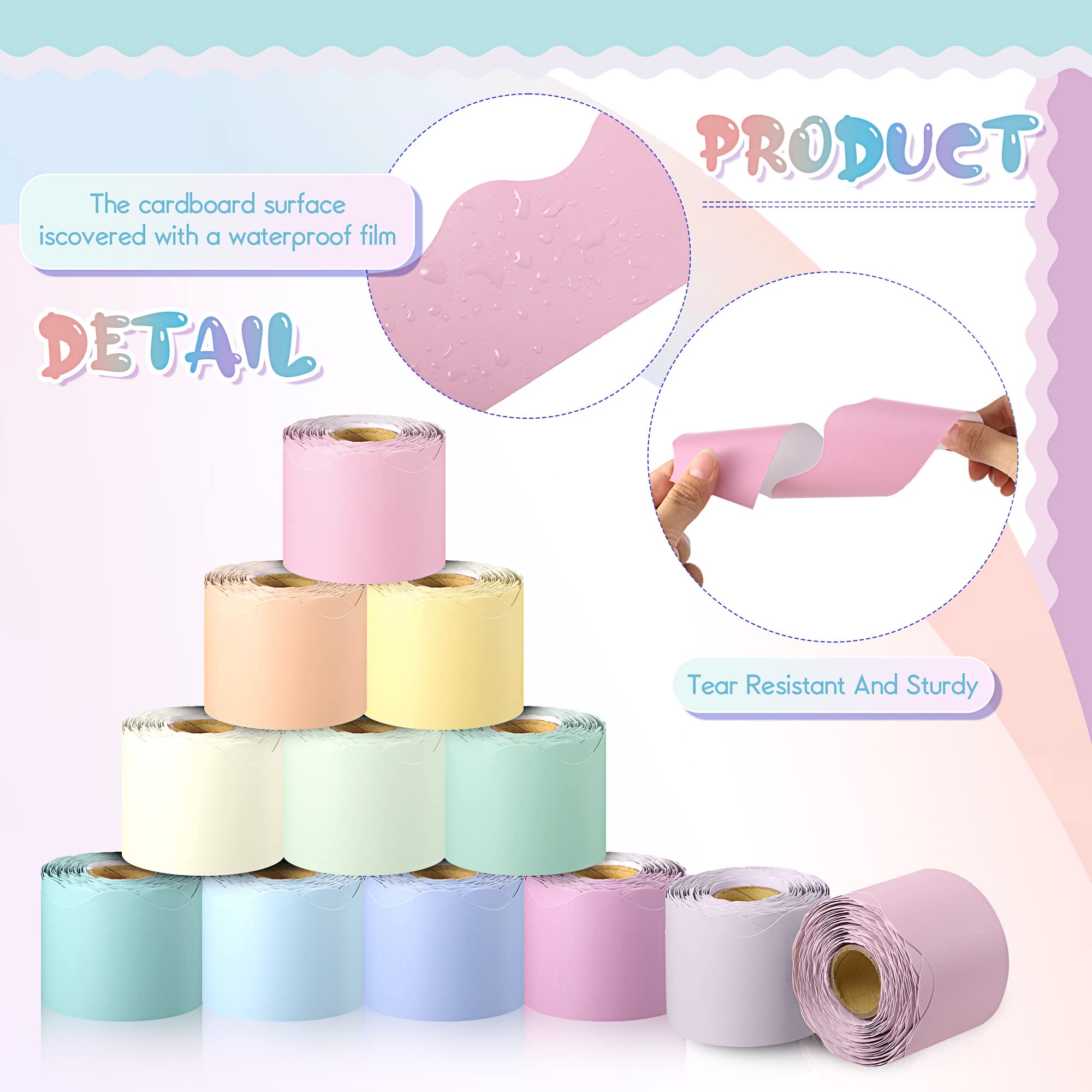 Snapklik.com : Ctosree 12 Roll 630 Ft Colorful Bulletin Board Borders ...