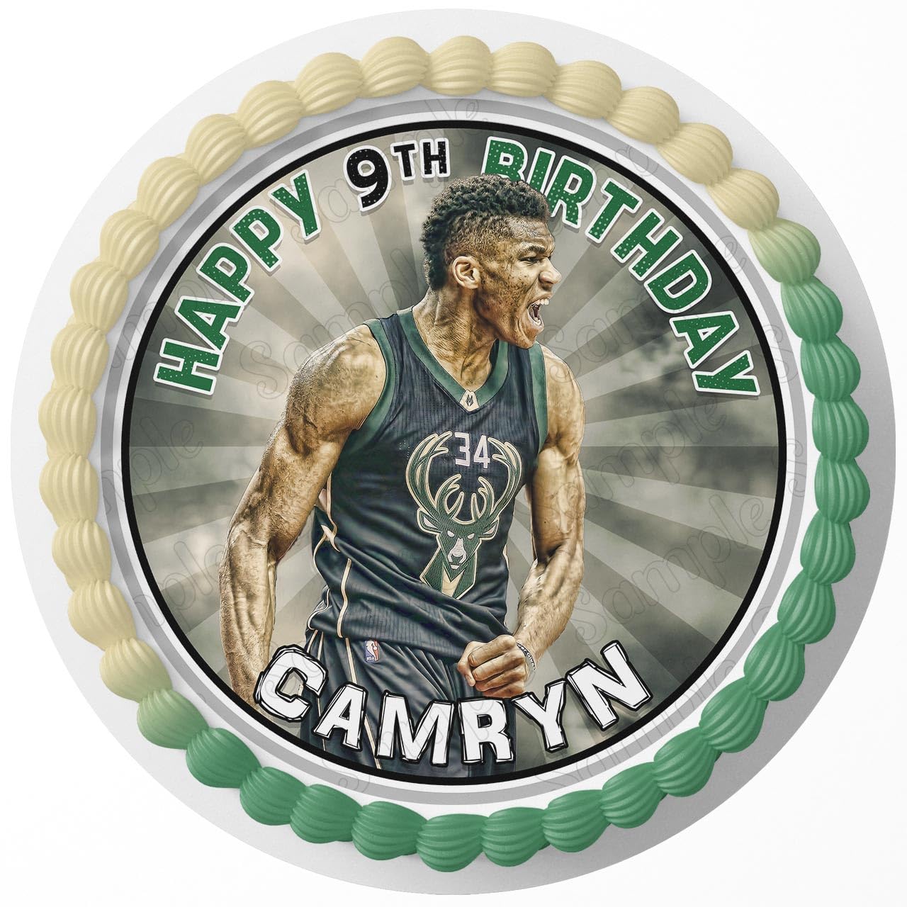 Amazon.com: Cakecery Bucks Basketball Player Edible Cake Topper Sheet ...