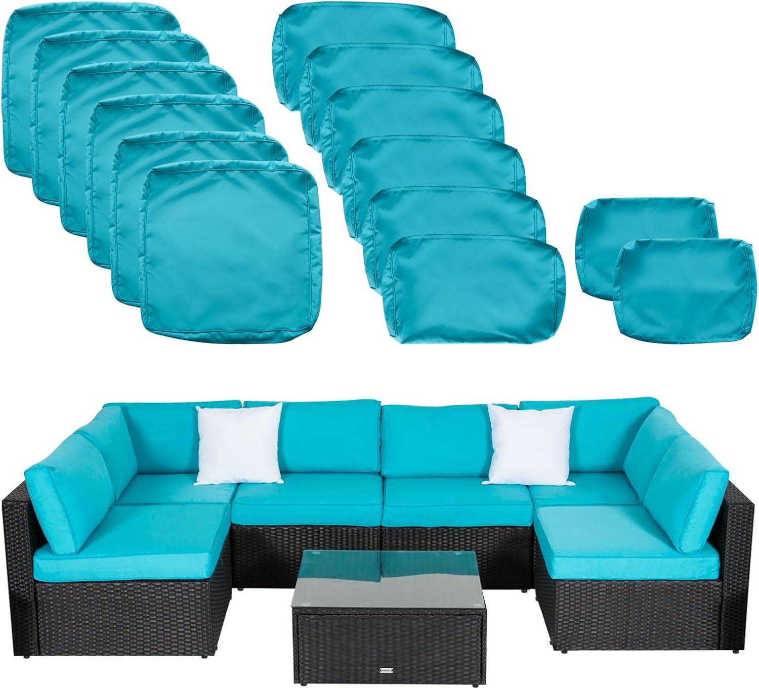 Amazon.com: Kinsunny Outdoor Cushion Covers for Patio Furniture 7 Piece ...