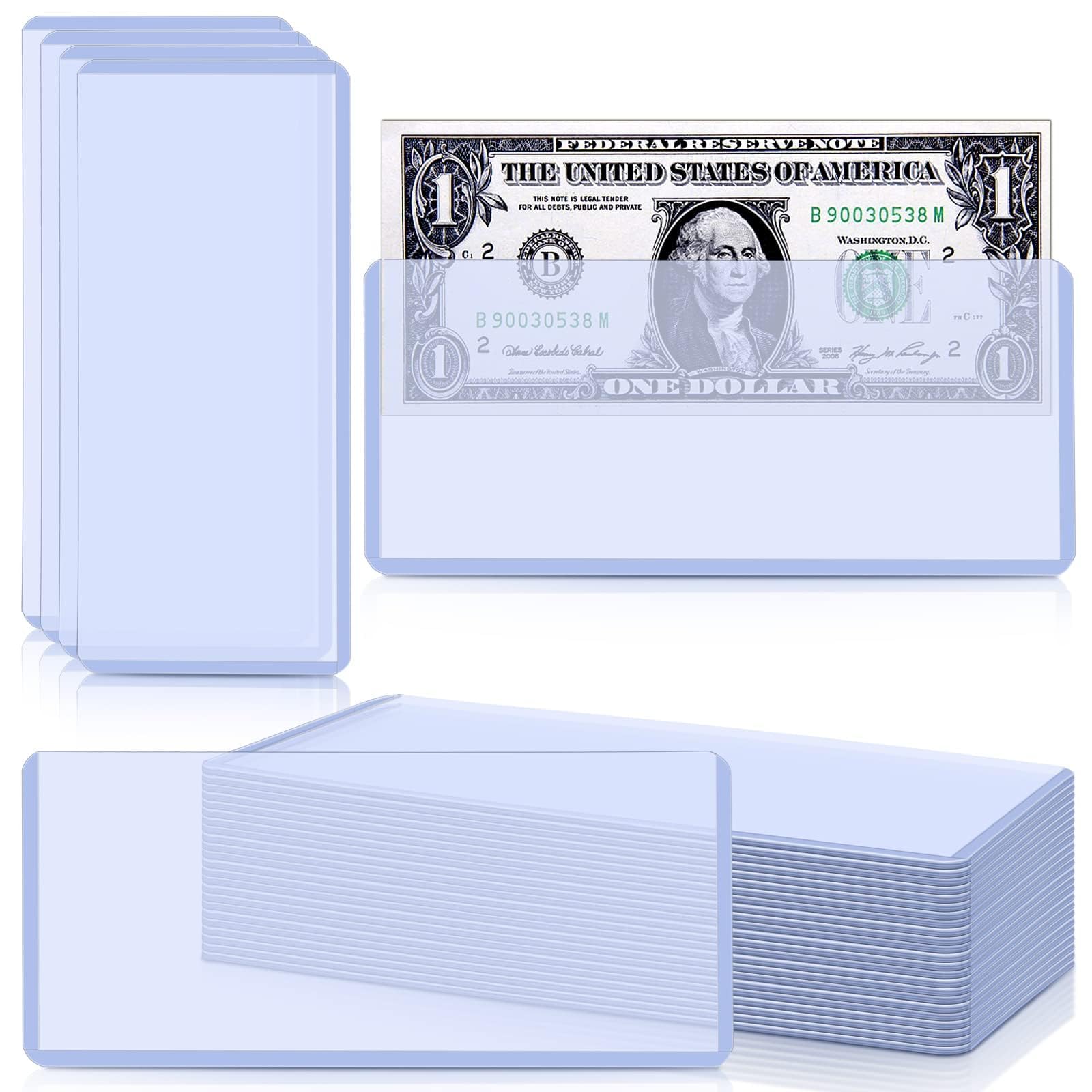 Snapklik.com : 30 Pack Dollar Bill Sleeves, 6.8" X 2.9" Clear Currency ...