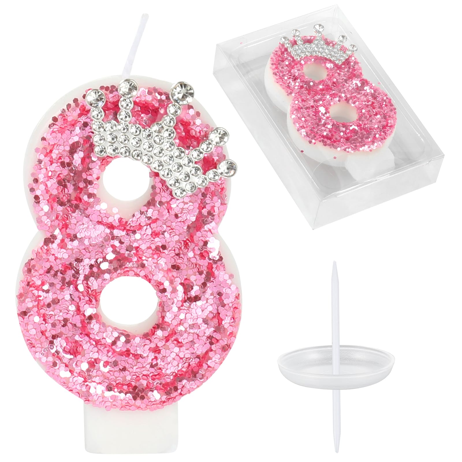 Amazon.com: Birthday Number Candles,Pink Crown Birthday Candles for ...