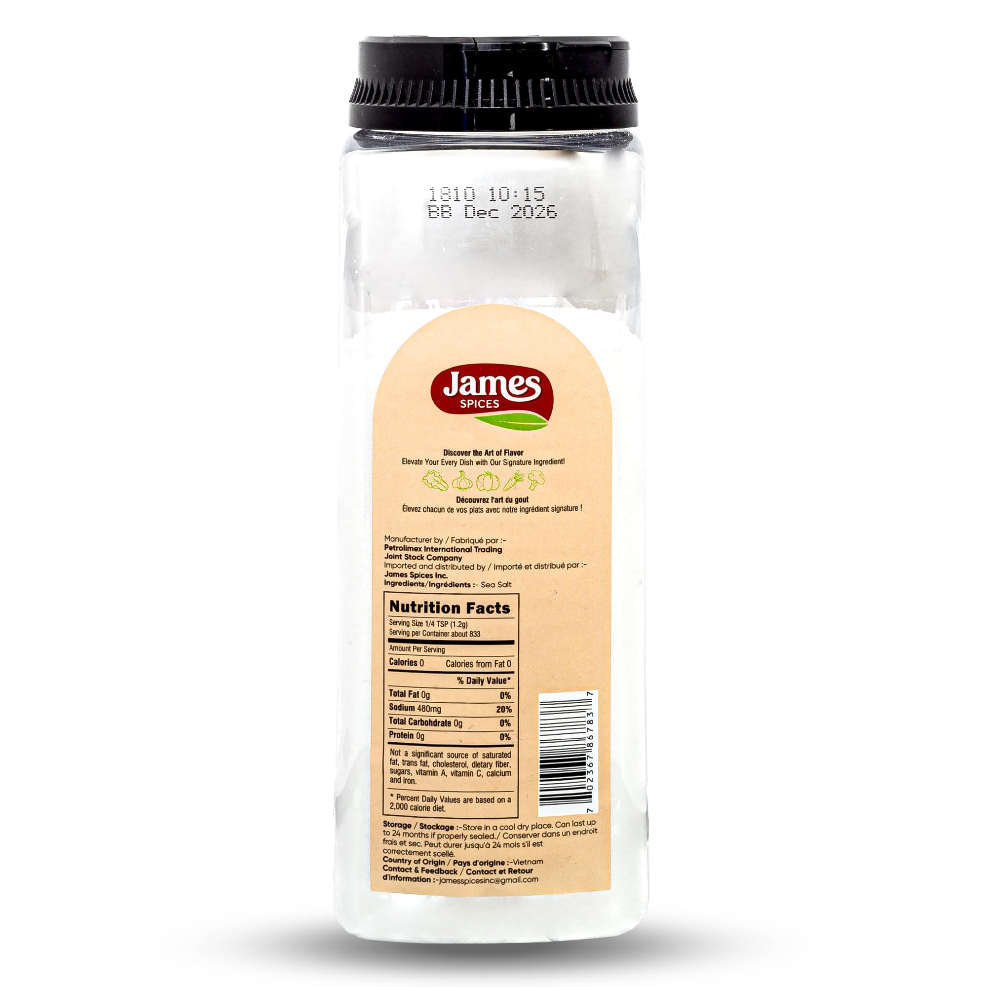 Amazon.com : James Spices Inc. Black Pepper (35oz (1KG) - Iodized Table ...