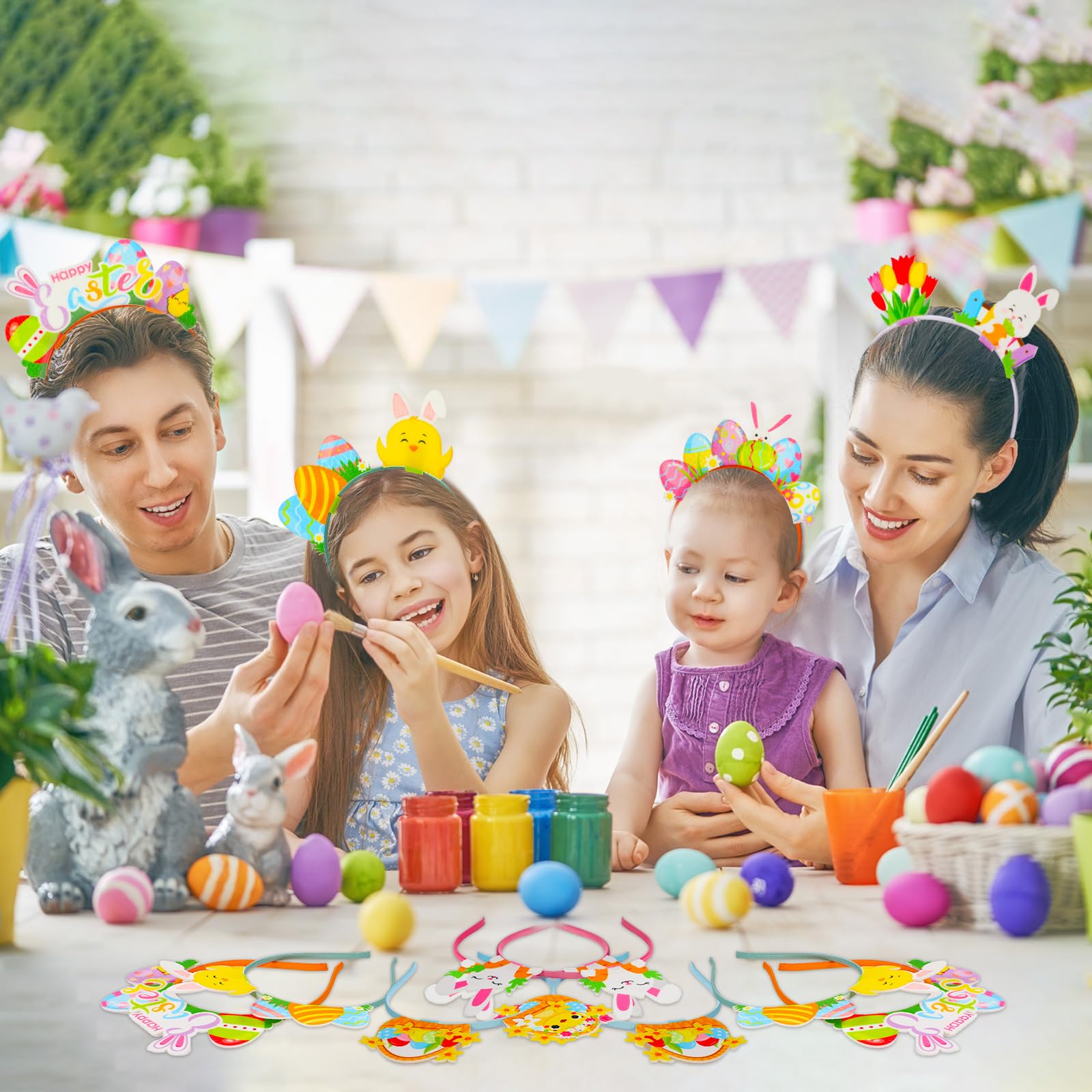 Snapklik.com : 16 Pieces Easter Party Headband Felt Bunny Head Boppers ...