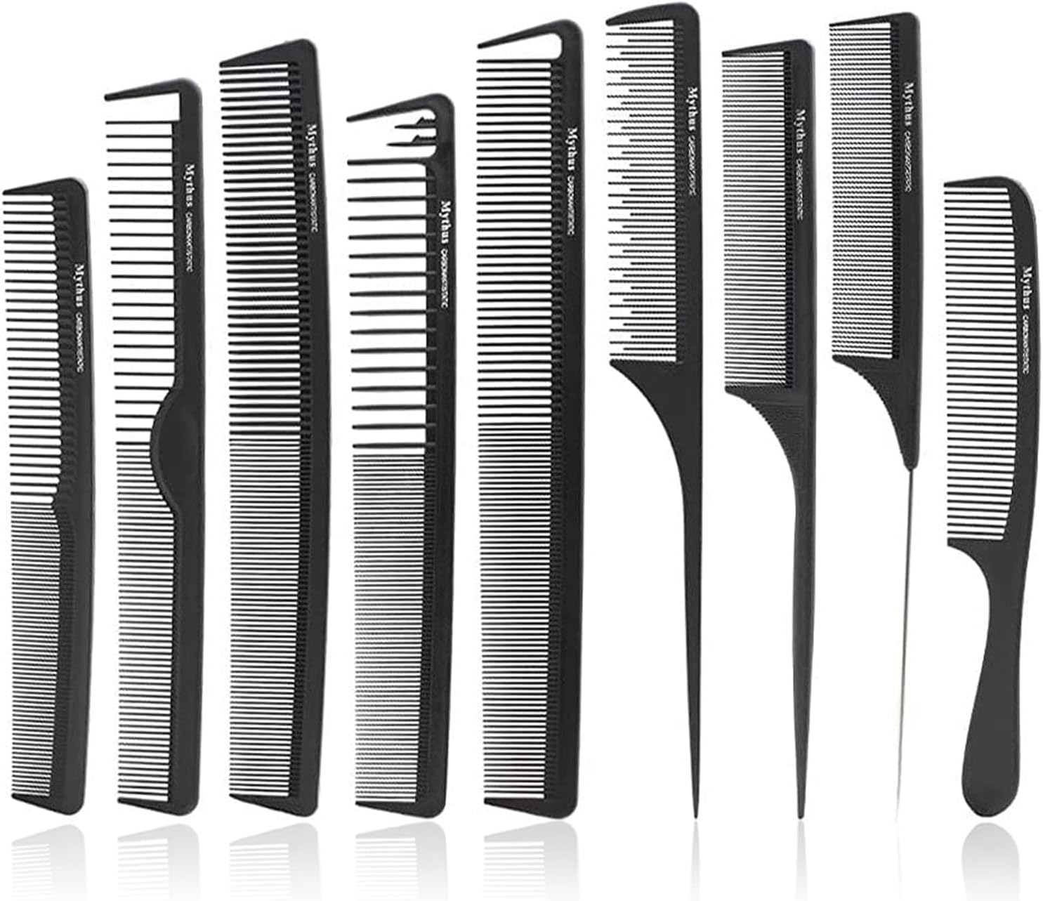 Amazon.com : 10 Pieces Carbon Hair Styling Comb Set: Professional Fine ...
