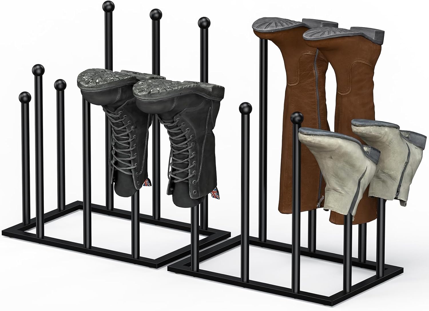 Amazon.com: ORLESS Boot Rack Metal Black 8 Pairs Free-Standing Shoe ...