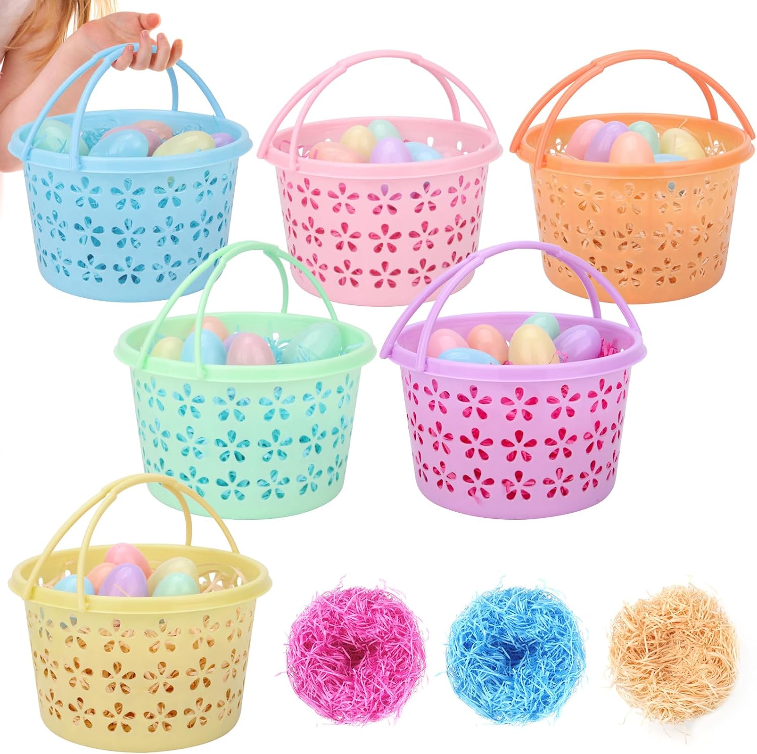 Amazon.com: GameXcel 6 Pack Easter Eggs Basket Set for Kids-Plastic ...
