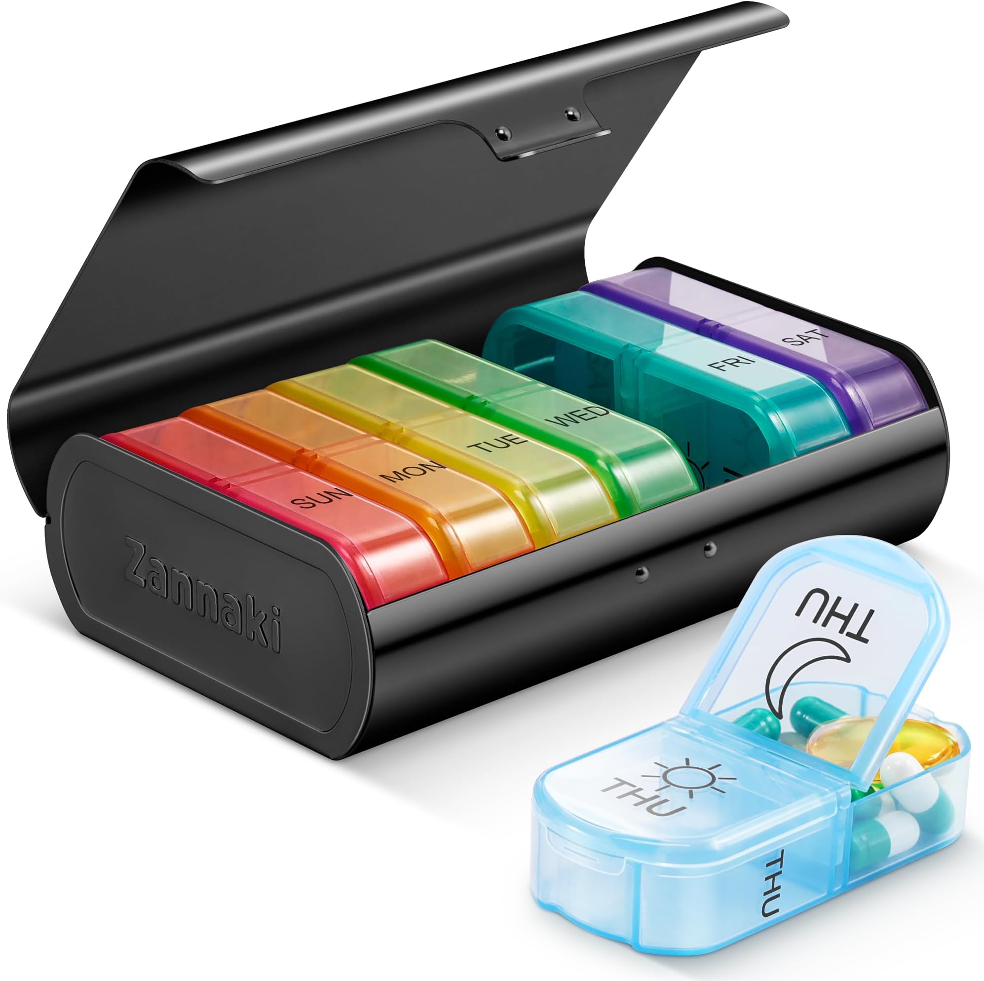 Amazon.com: Weekly Pill Organizer 2 Times A Day 7 Day Pill Box Holder ...
