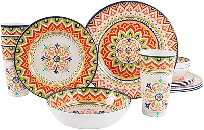 Amazon.com | Bico Tunisian Ceramic 12 pcs Dinnerware Set, Service for 4 ...