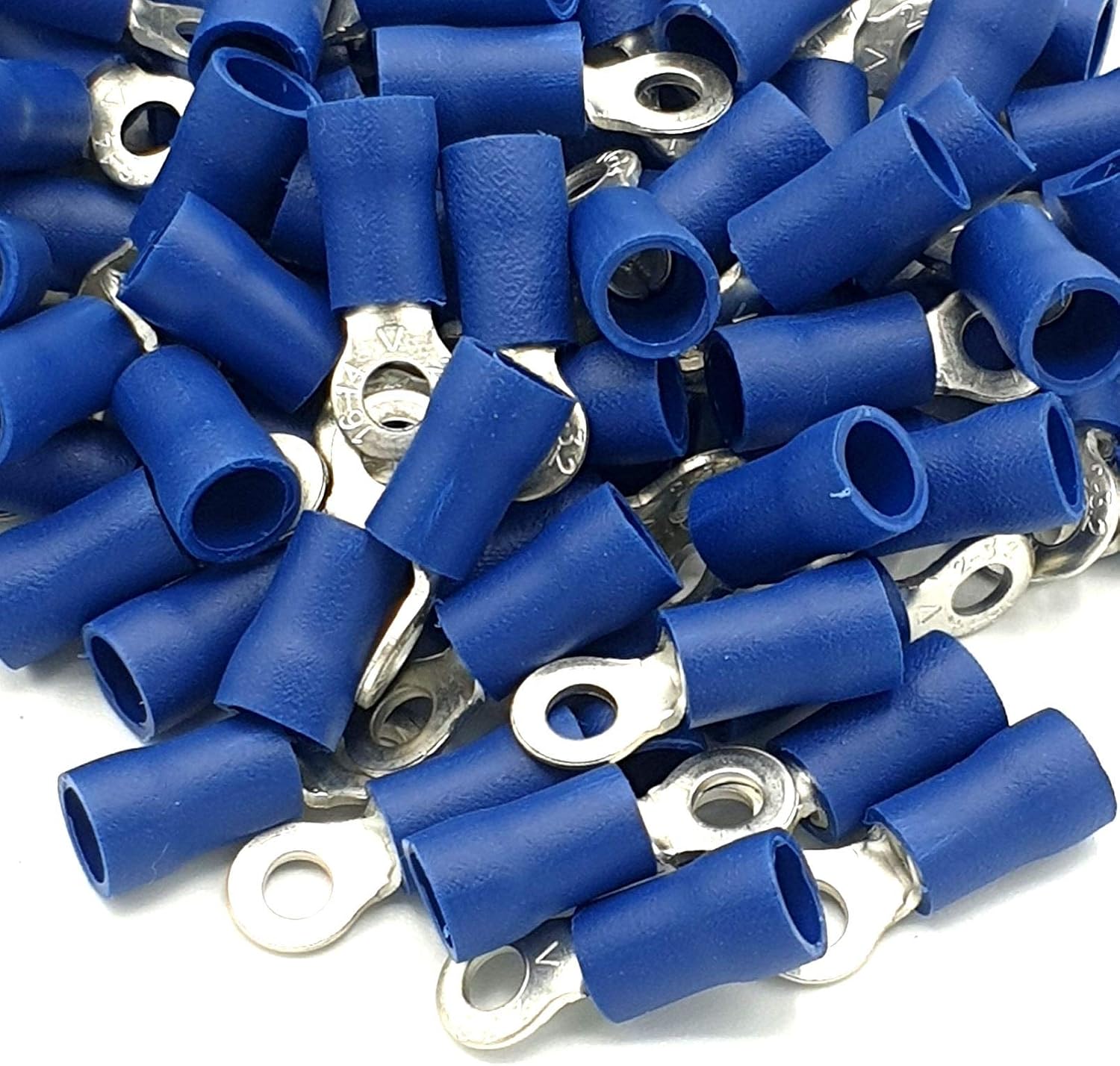 Amazon.com: 100pcs Blue Insulated Crimp Ring Terminals 3.2mm Stud Size ...