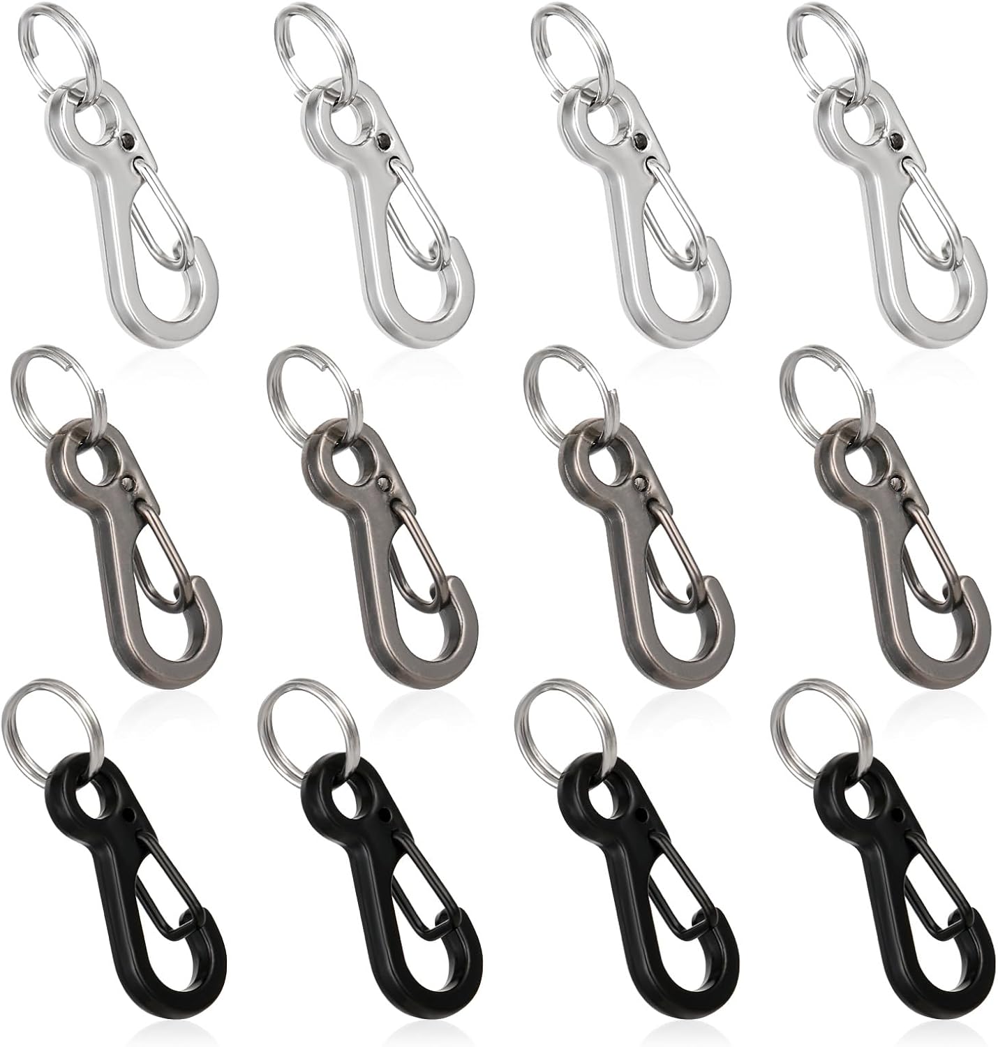 Amazon.com: 12 Sets Mini Carabiner Clip 1 Inch Small Spring Snap Hook ...