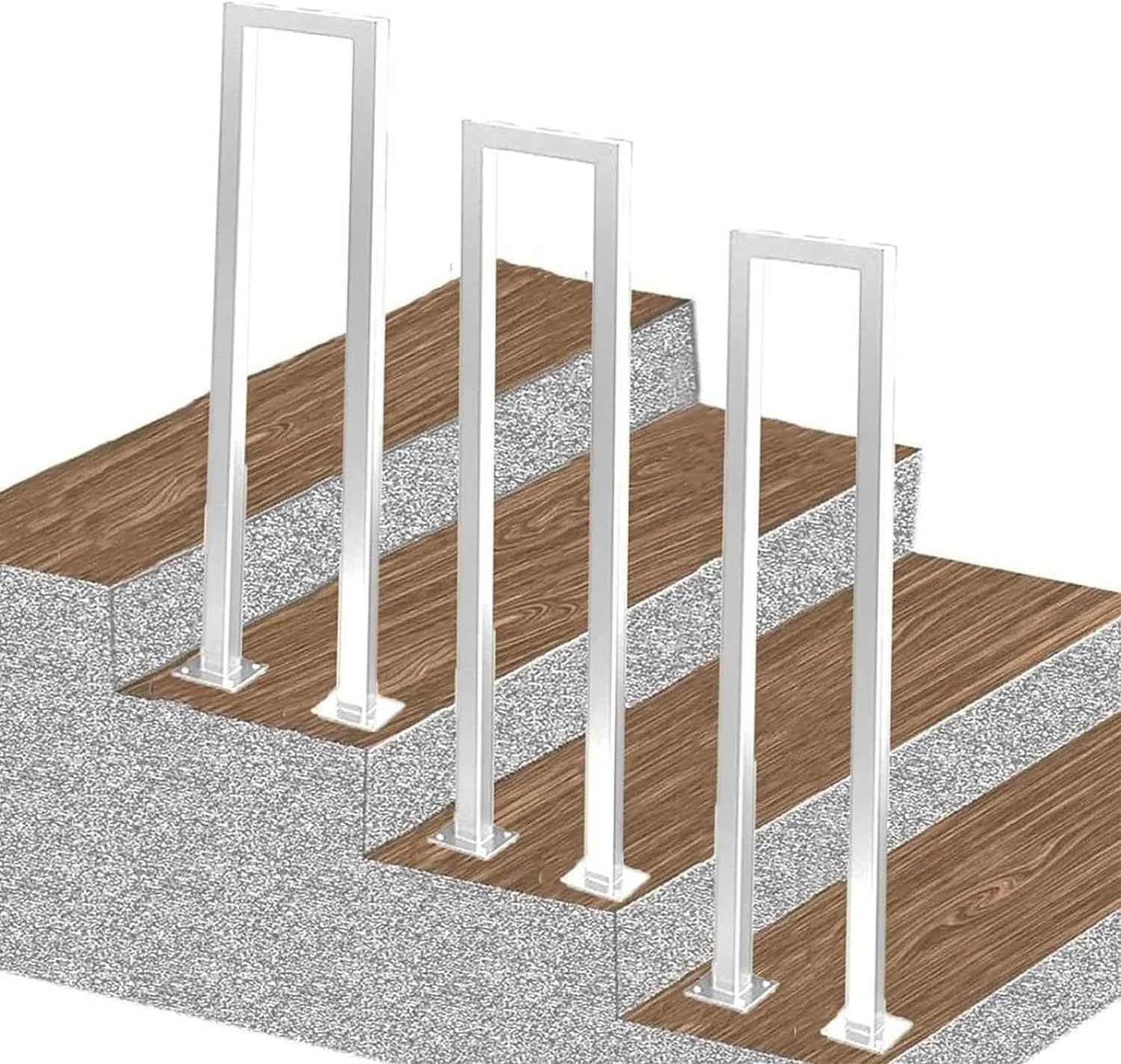 Metal Stairs Handrail Railing - White U-Shape Stair Handrail for ...
