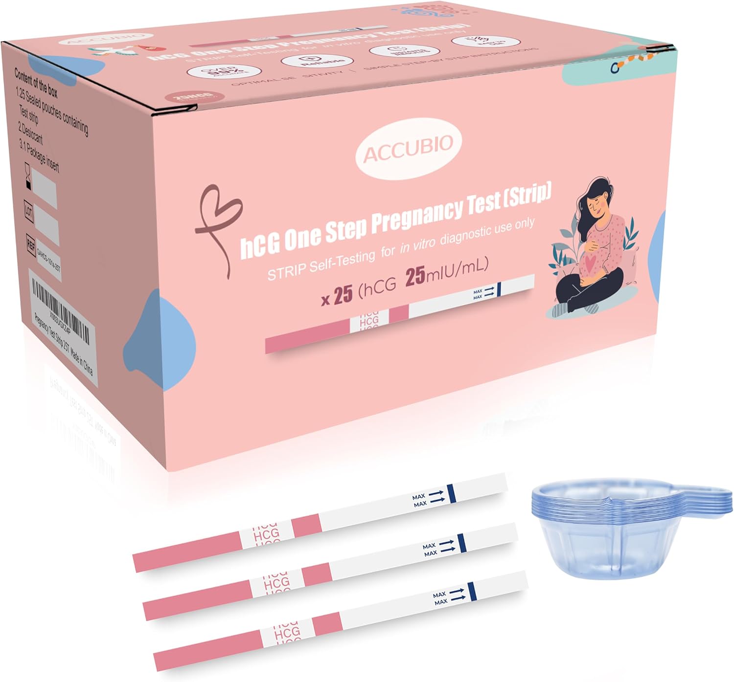 Amazon.com: Pregnancy Test Strips with Urine Cups, 25 Count ...