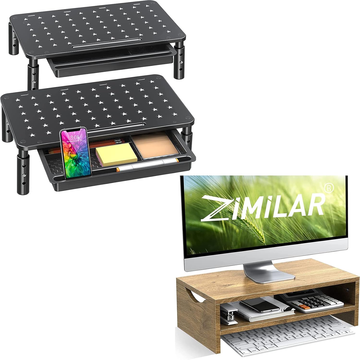 Amazon.com: Zimilar Height Adjustable Monitor Stand Riser with Drawer ...