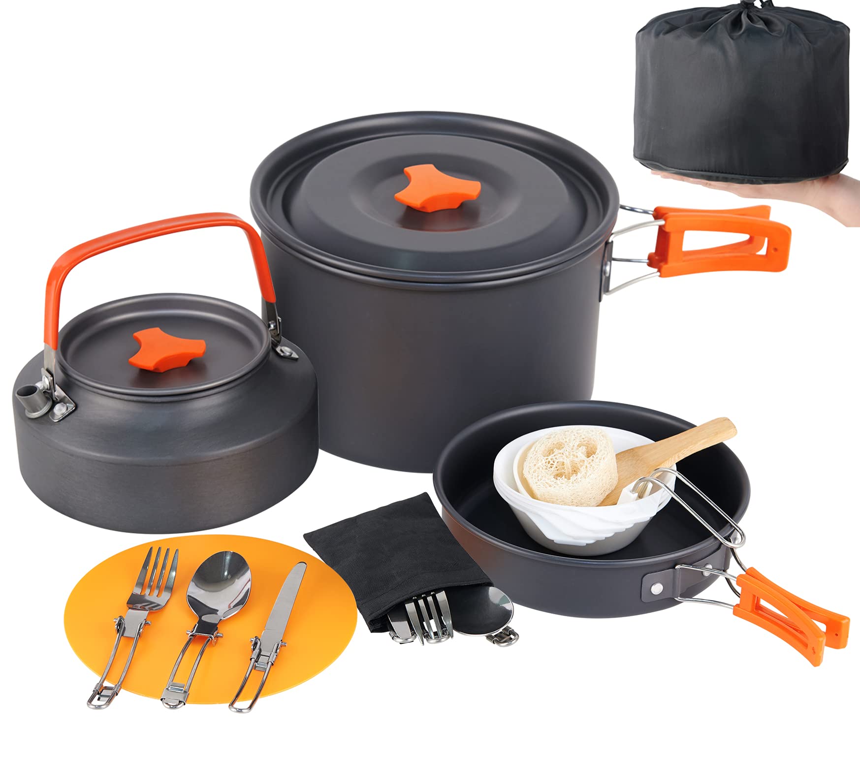 Camping Cookware Set, MEETSUN Camping Cooking Set 15-18 Pcs Portable ...