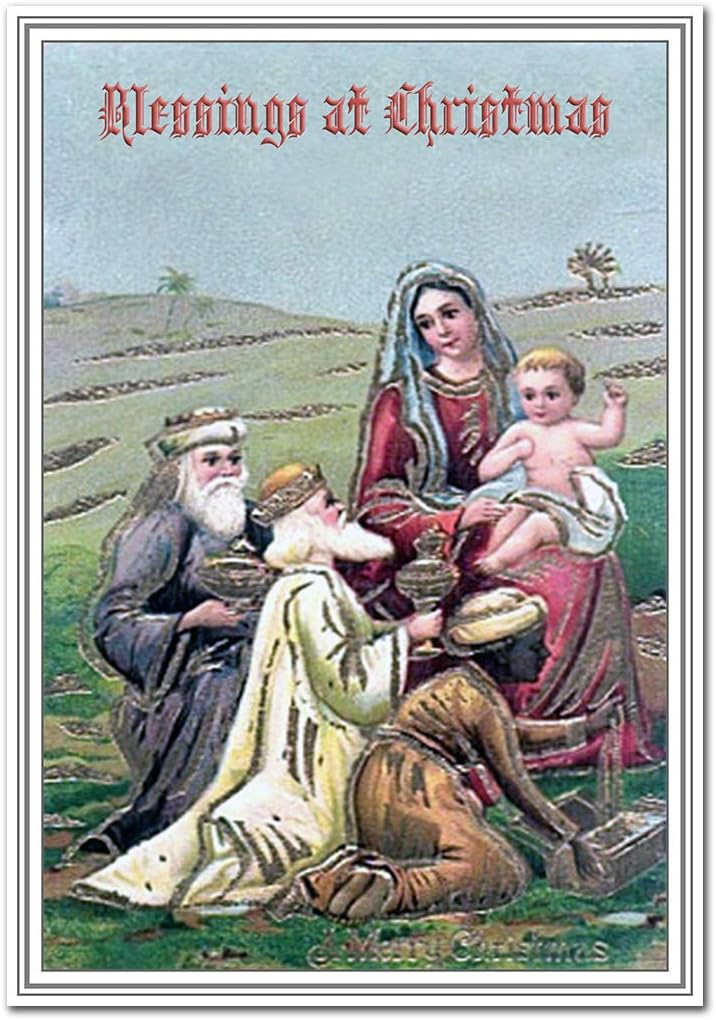 Vintage Nativity Christmas Cards - Holy Family - Jesus Mary and 3 Kings ...