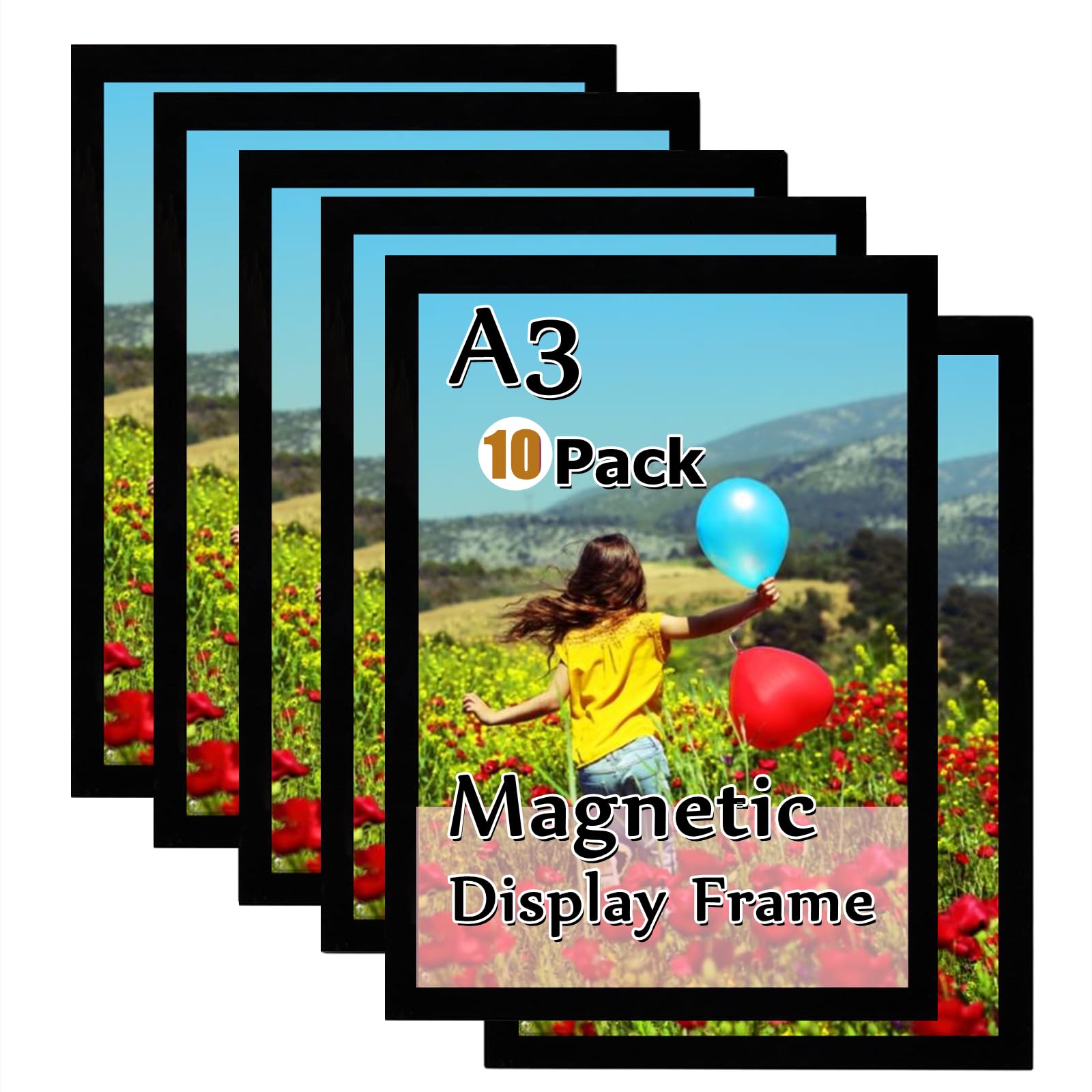 A3 Magnetic Sign Holder, Gocoffun 10 Pack Self Adhesive Magnetic ...