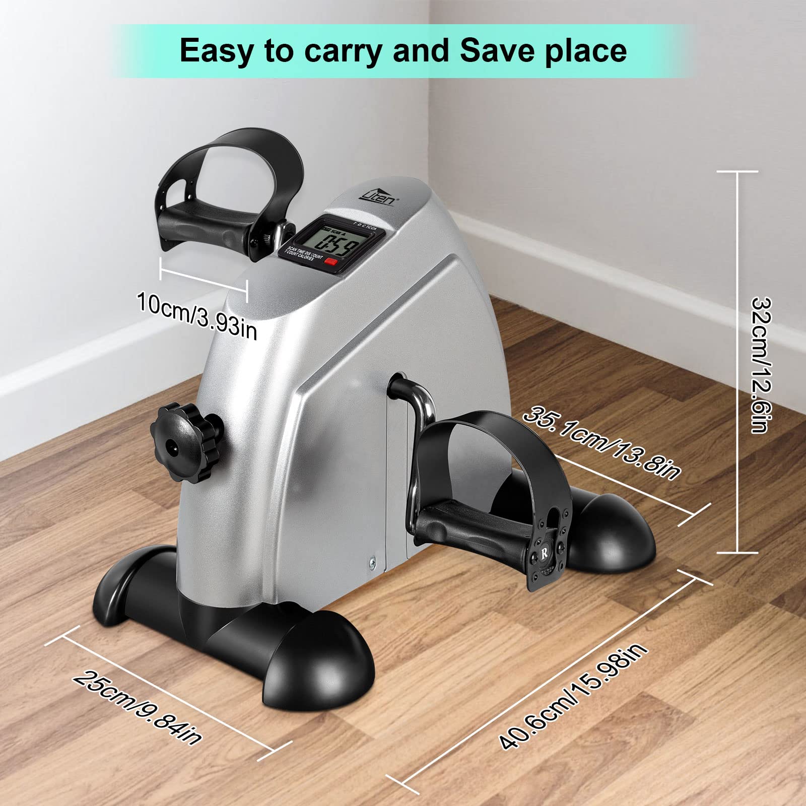 Uten Mini Exercise Bike, Under Desk Bike Pedal Exerciser, Arm & Leg ...