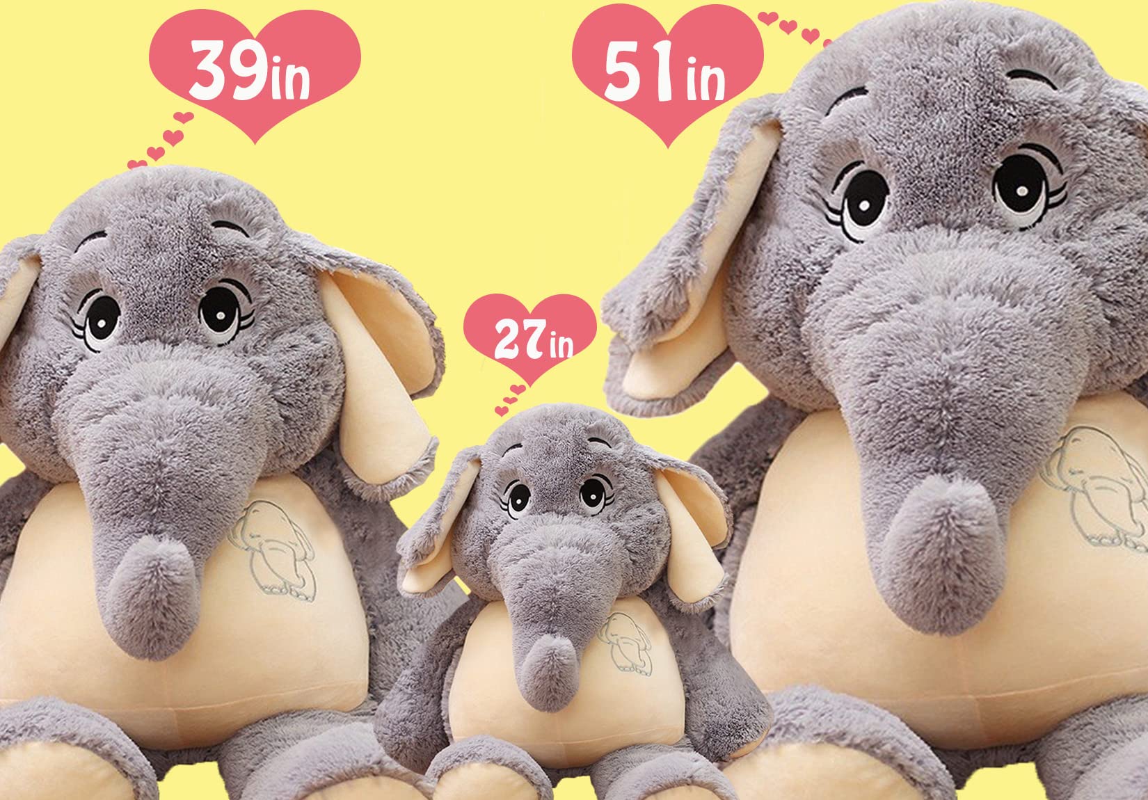 Elephant Stuffed Animals 27'',Large Stuffed Elephant Plush Toy,Soft ...