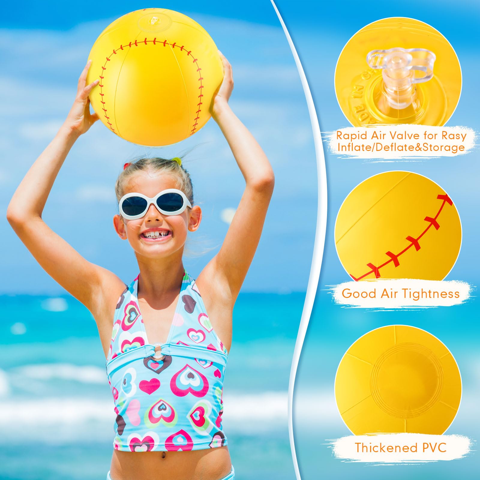 Snapklik.com : Poen 12 Inch Inflatable Softball Beach Balls Softball ...