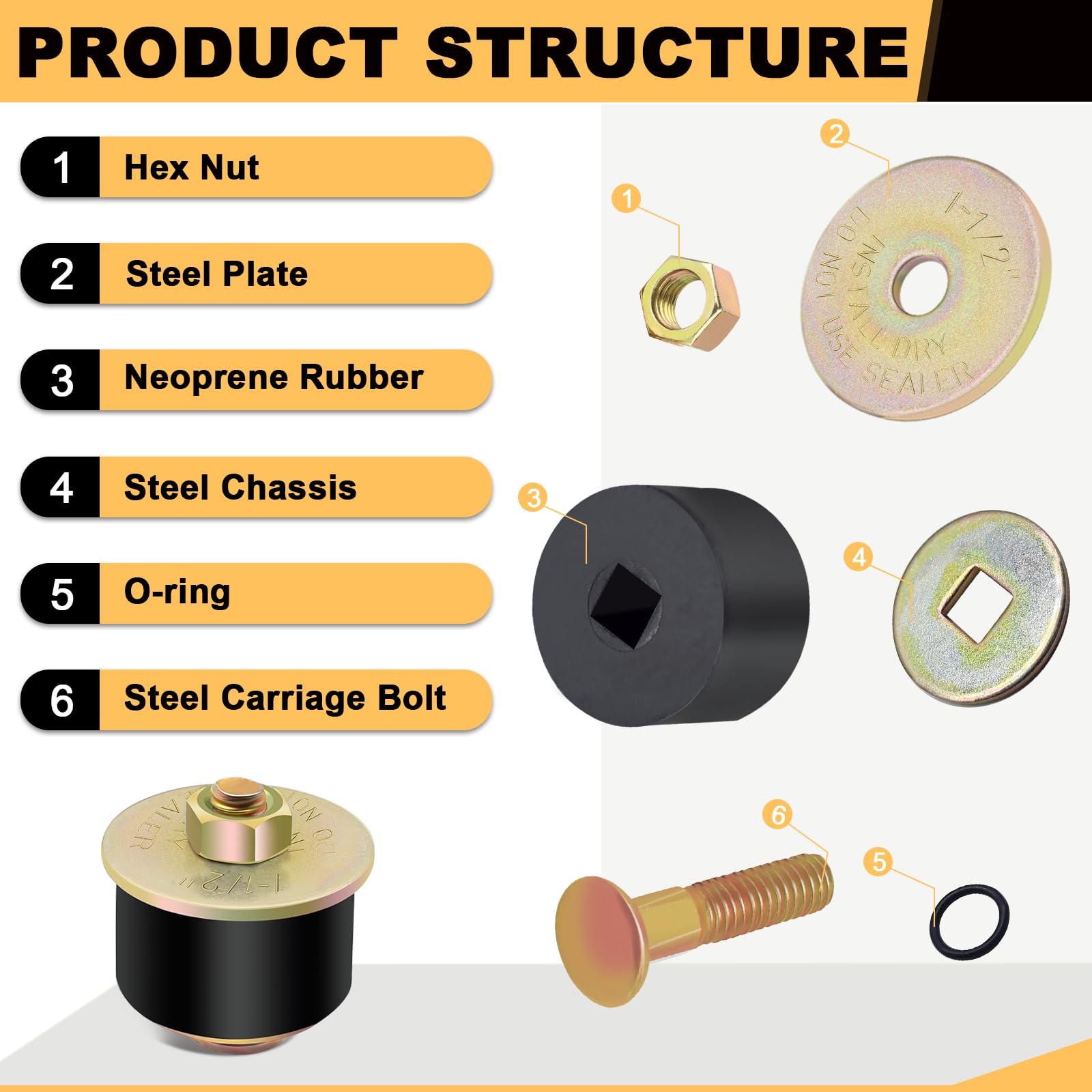 Snapklik.com : Siptenk 1-1/2" Freeze Rubber Expansion Plug 5 Pcs