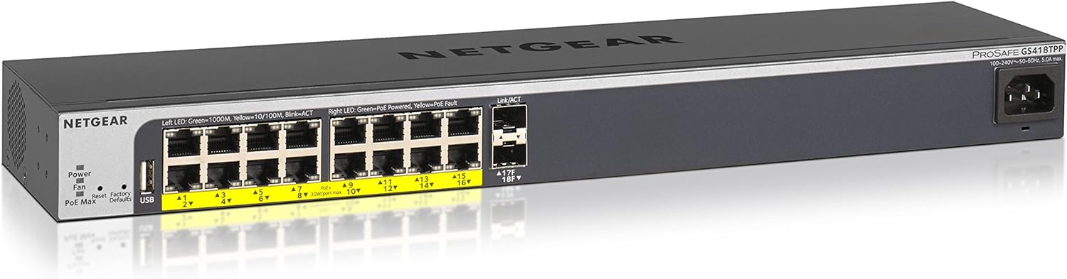 Amazon.com: NETGEAR 18-Port Gigabit Ethernet Smart Managed Pro PoE ...