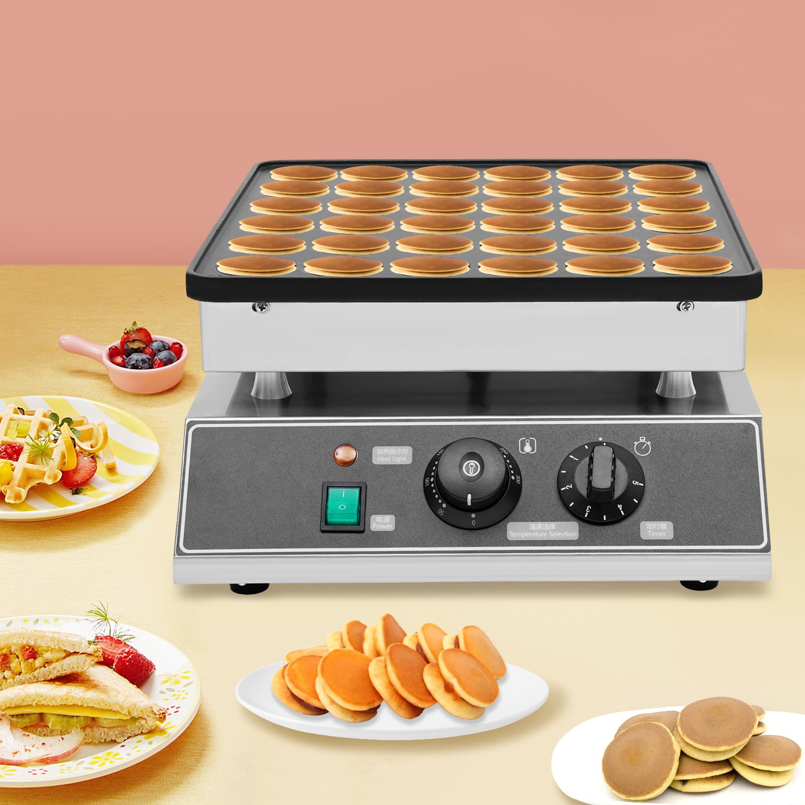 Poffertjes Pan 36 Holes Electric Mini Dutch Pancake Maker Baker Machine ...