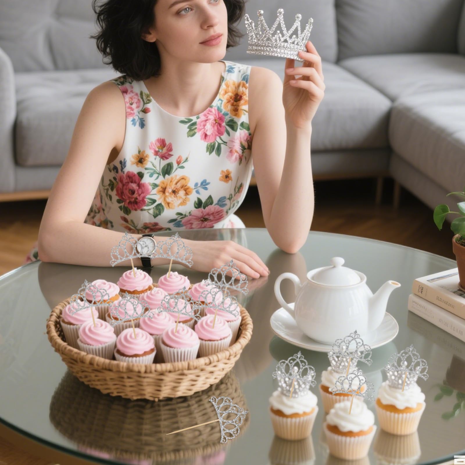 24 Pack Cupcake Toppers Aazon.co: 24Pcs Crown Cupcake Toppers Glitter ...